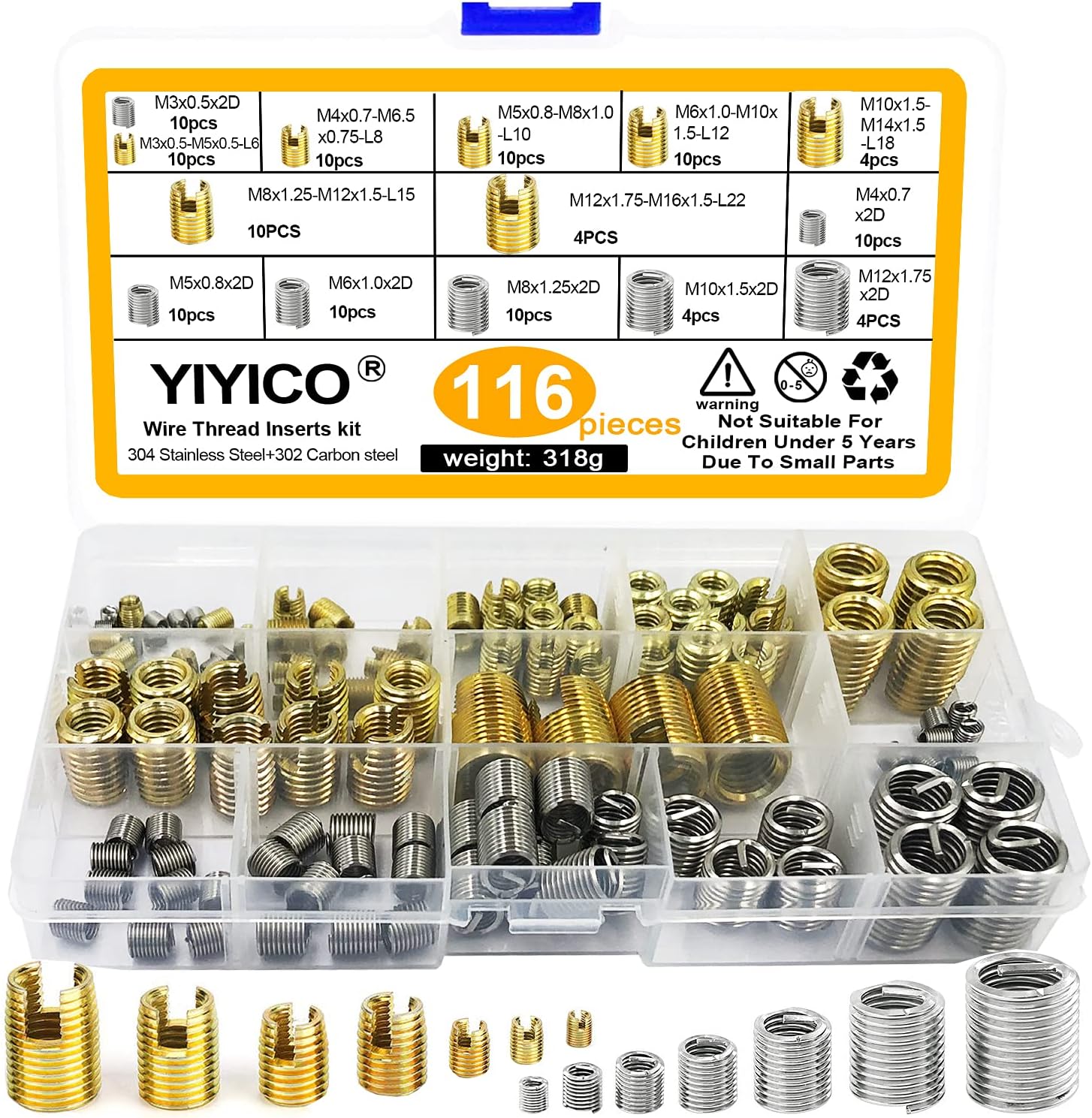 Helicoil Einsätze Set, 60pcs Edelstahl Helicoil Drahtgewinde Reparatur ...