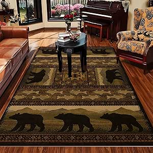 Amazon.com: Qmkmyy Rustic Black Gold Bear Distressed Bedroom Rugs 5x8Ft ...