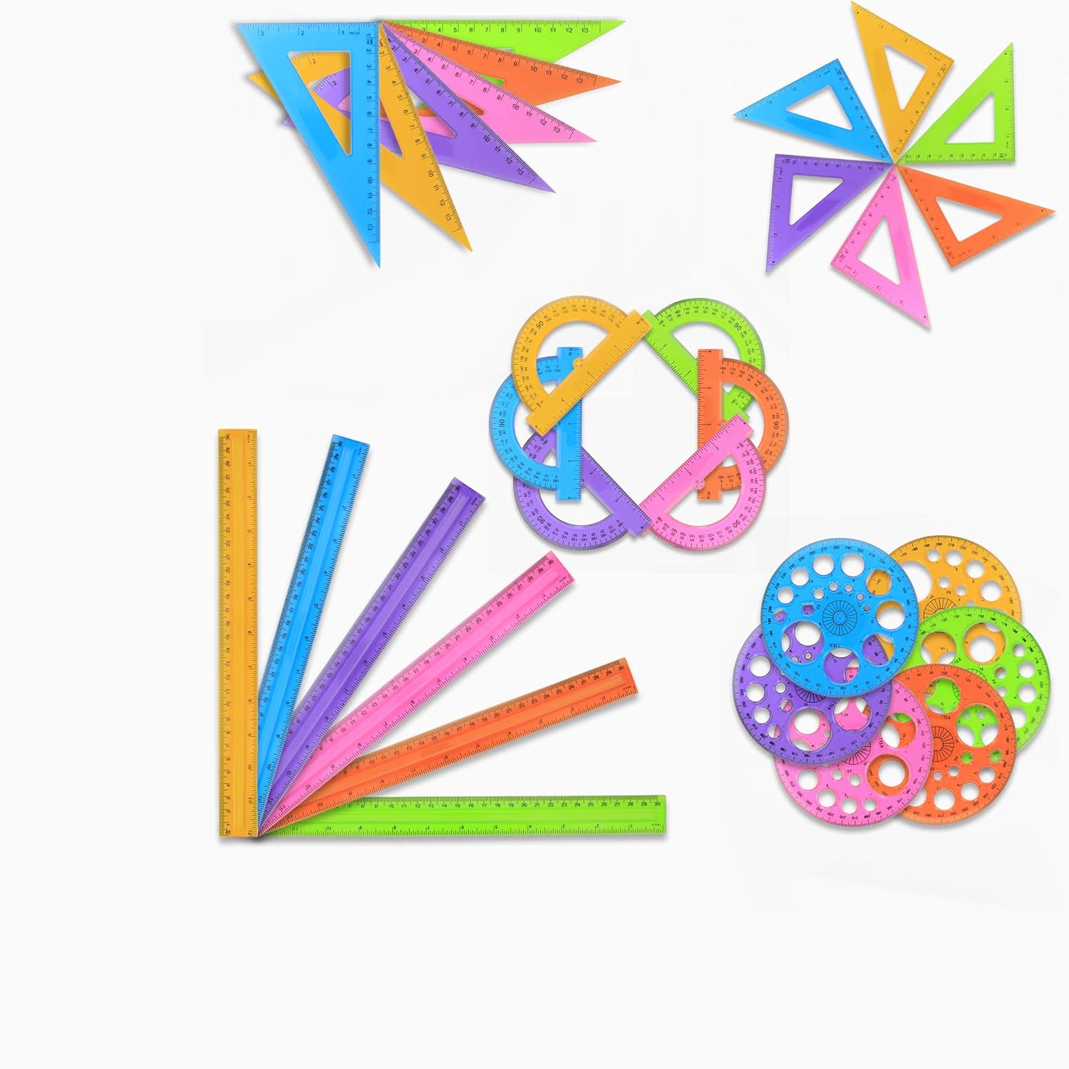 Amazon.com : Emraw Super Great 5-Piece Geometry Ruler Combination Sets ...