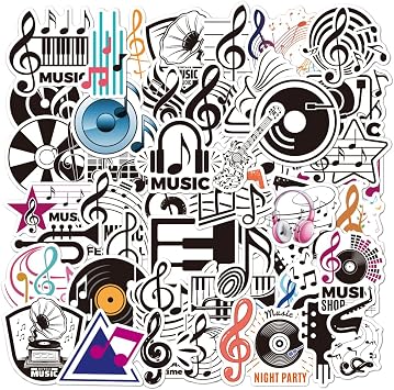 50Pcs Music Stickers for Water Bottle, Laptop, Skateboard, Guitar ...