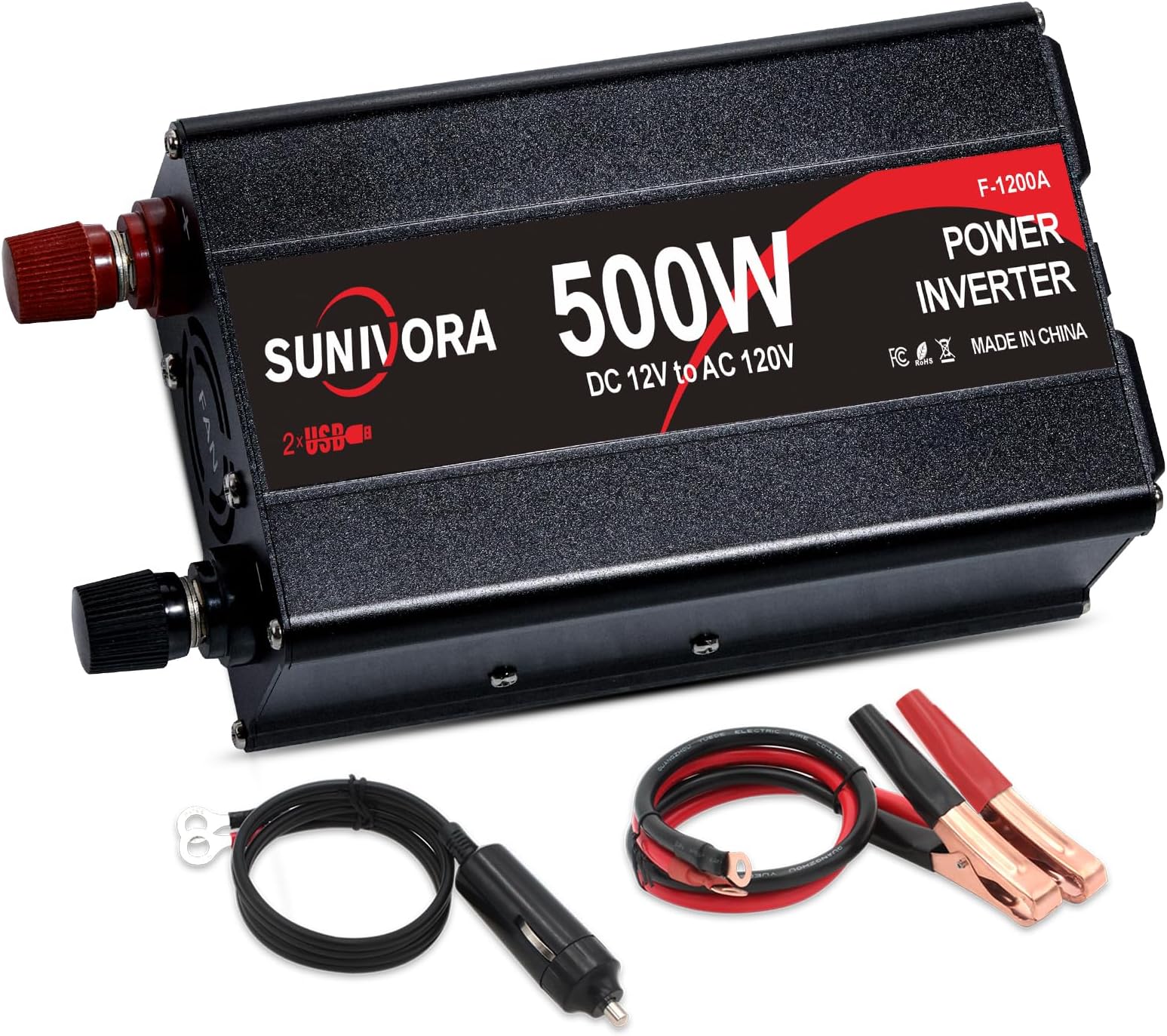 Amazon.com: Sunivora 1000 Watt Power Inverter 12V DC to 110V/120V AC ...