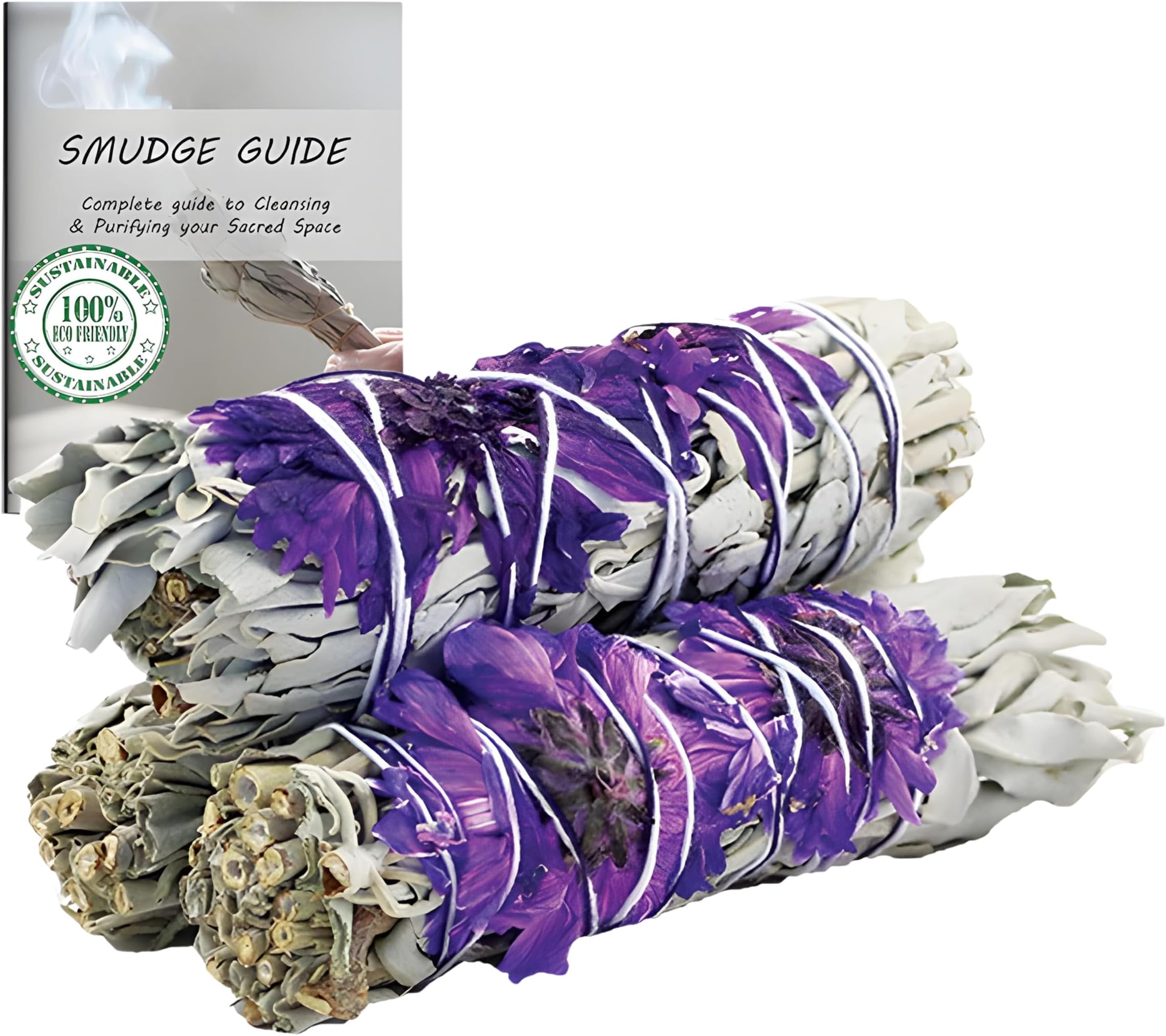 Amazon.com: White Sage Smudge Sticks with Dried Lavender Buds - for ...