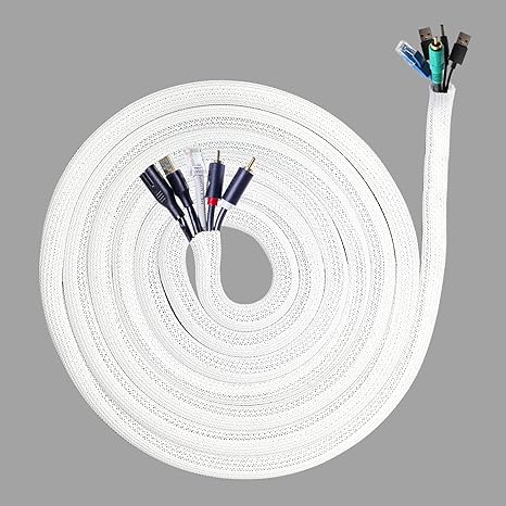 Cimown 3 m Cable sleeve | White cable tidy | Wire tidy | Cable ...