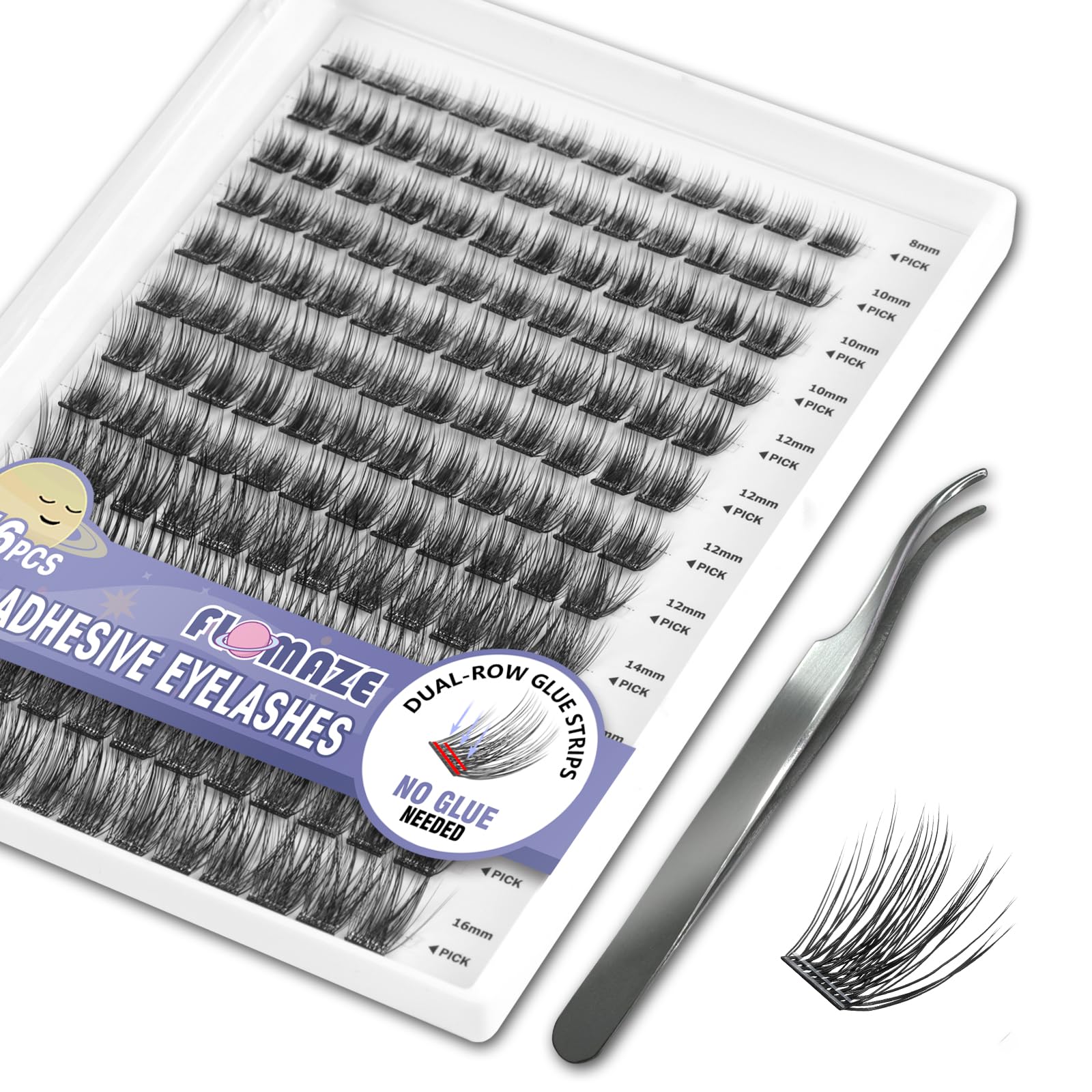 Amazon.com: Self Adhesive Eyelashes, 156 PCS Self Adhesive Eyelash Clusters, No Glue Needed ...