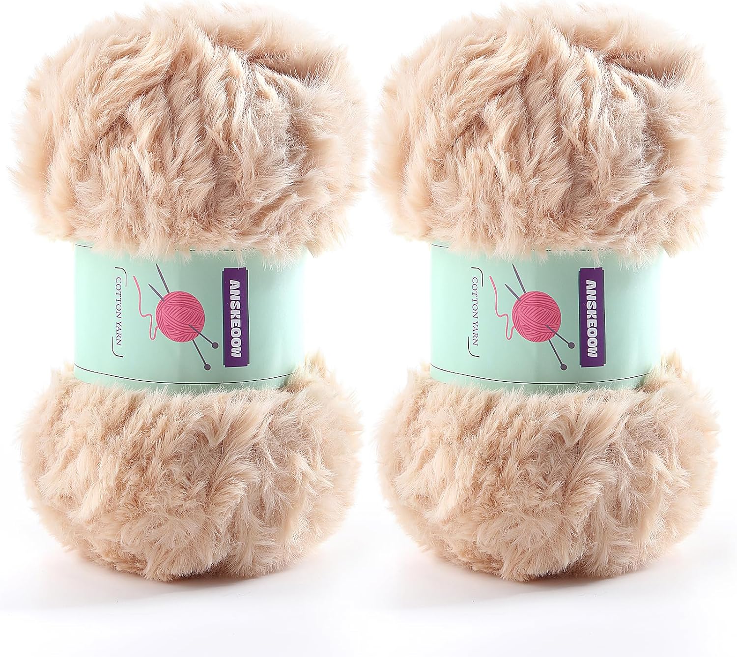 Amazon.com: 2 Skeins Soft Chunky Fluffy Fuzzy Faux Fur Yarn for ...