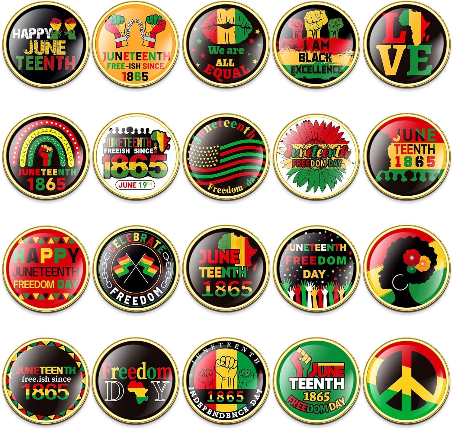 Amazon.com: DTOFOOT 60PCS Juneteenth Freedom Day Buttons Black History ...