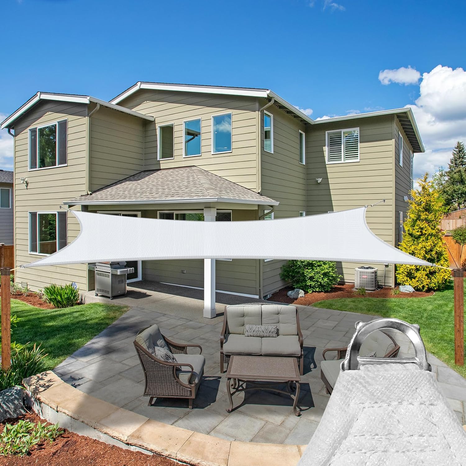 Amazon.com : Shadespeare Heavy Duty 16' x 16' Square White Sun Shade Sail – 260 GSM Commercial ...