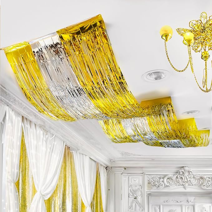 Amazon.com: KatchOn, Silver and Gold Fringe for Ceiling Party ...