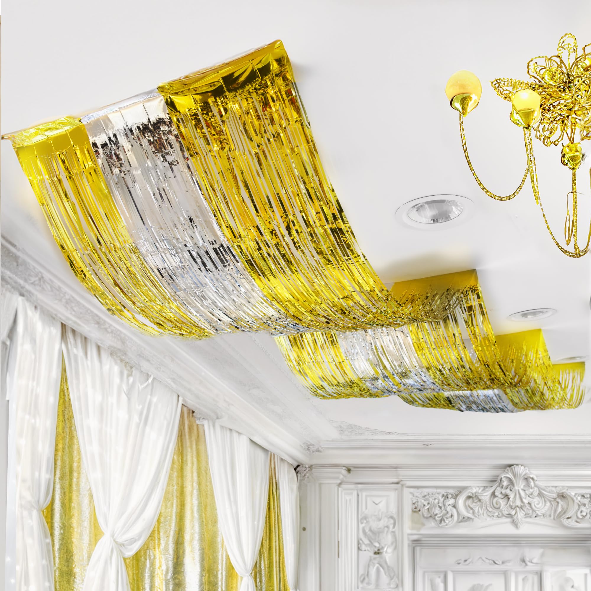 Amazon.com: KatchOn, Silver and Gold Fringe for Ceiling Party ...
