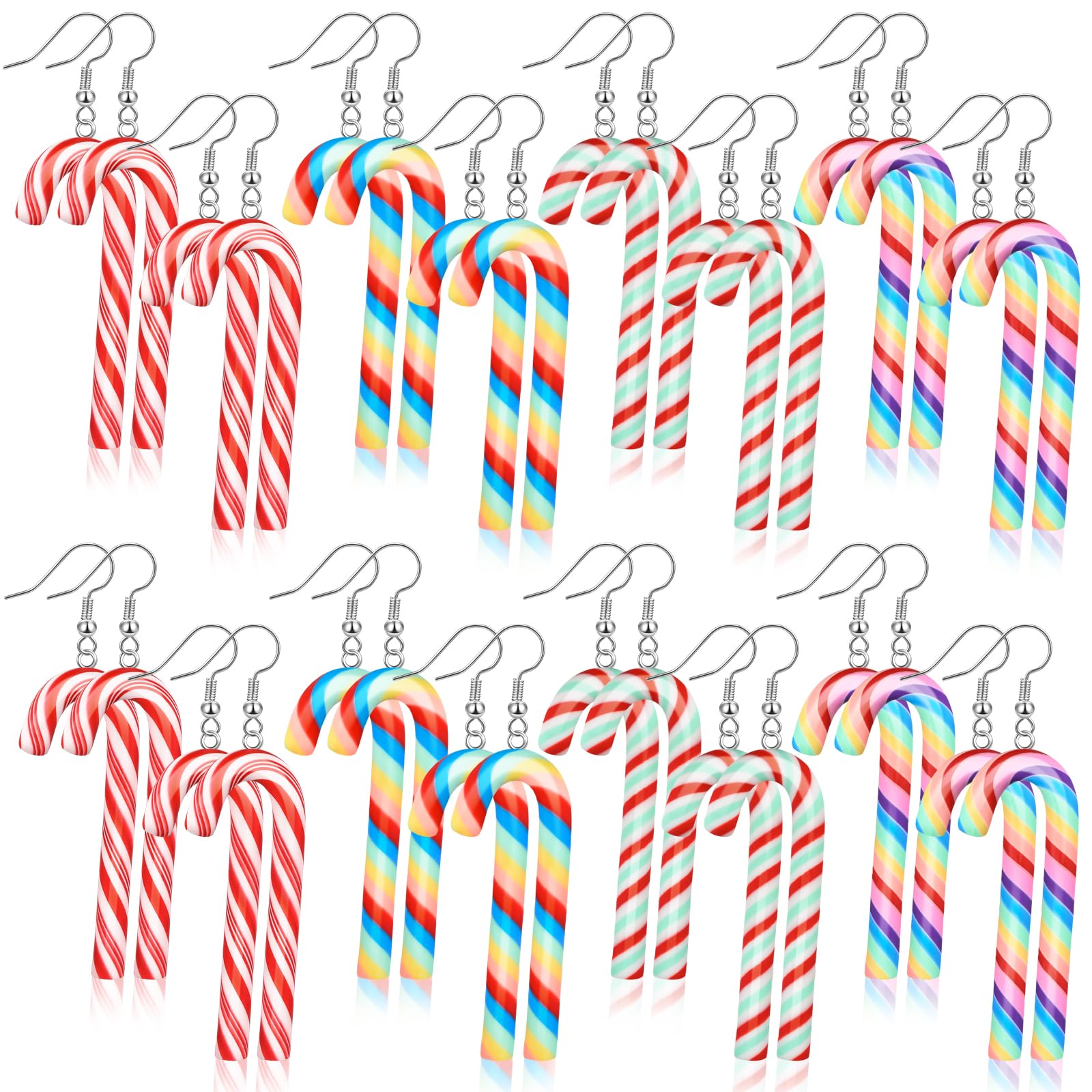 Amazon.com: Remuuly 16 Pairs Christmas Earrings Candy Cane Dangle ...