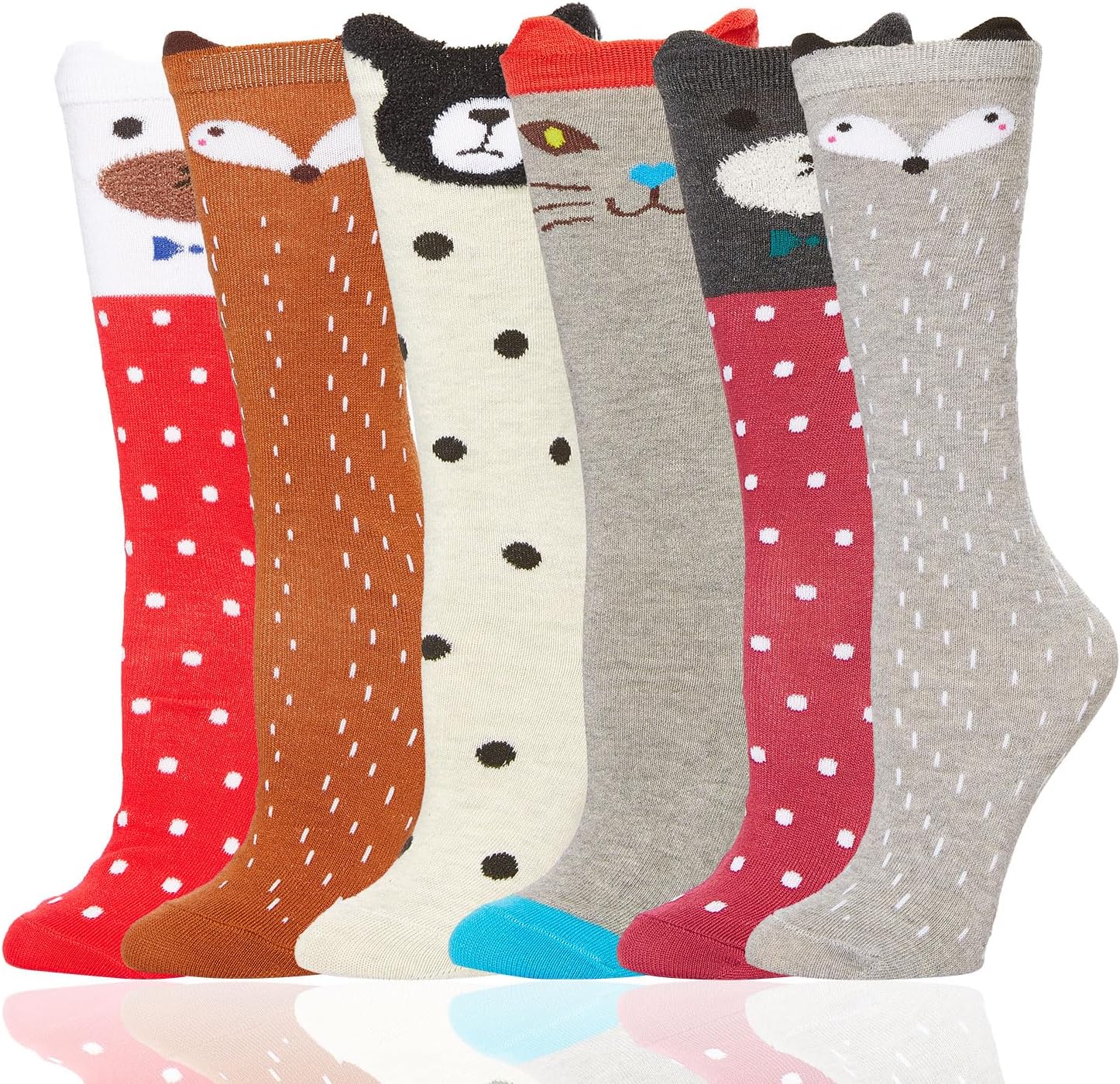 Amazon.com: TRENSOM Funny Animal Socks for Girls - Cute Cat Bear Fox ...