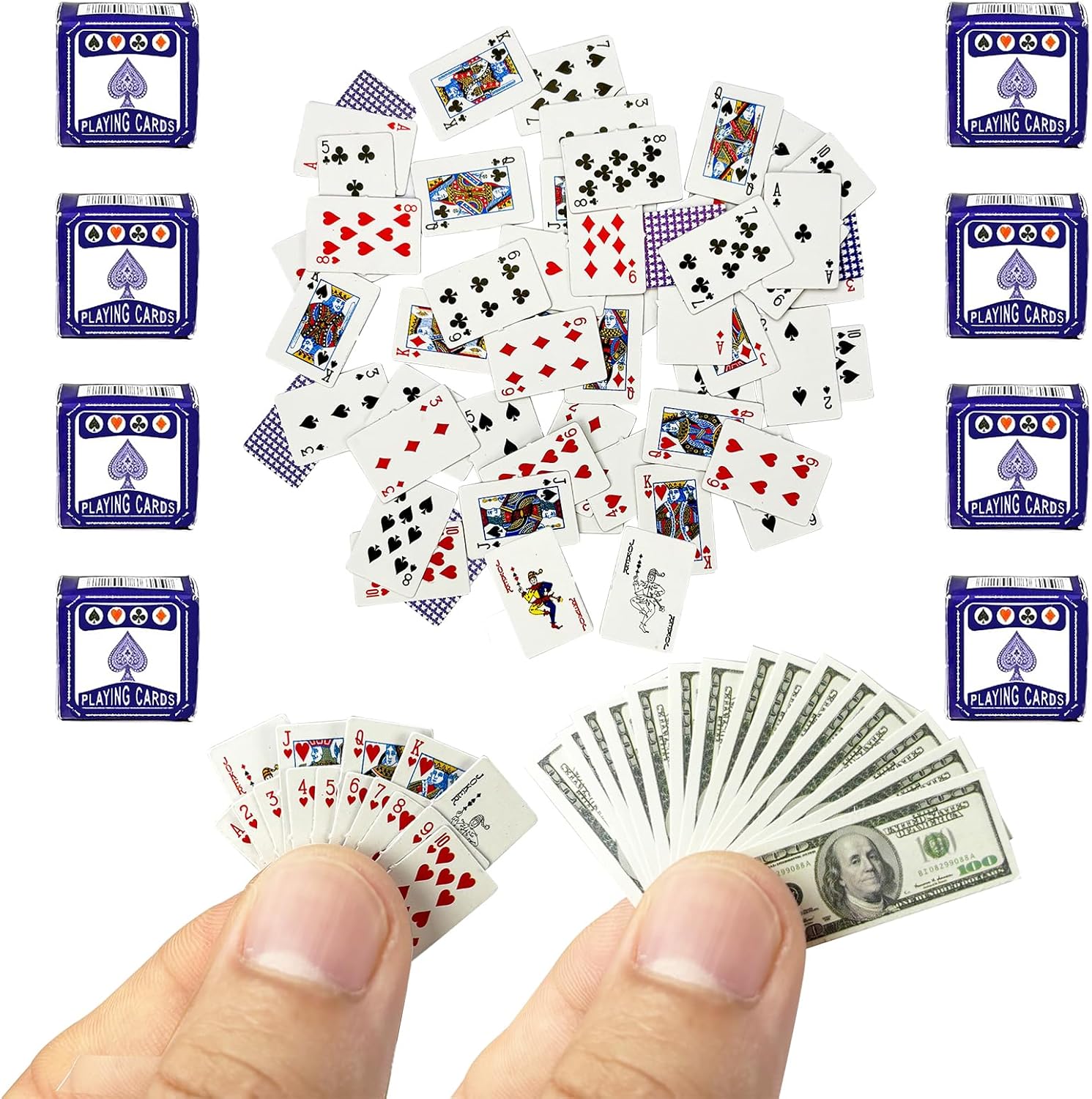 Amazon.com: YOUHORYA 50Sets Fun Mini Playing Cards Miniature Poker Game ...