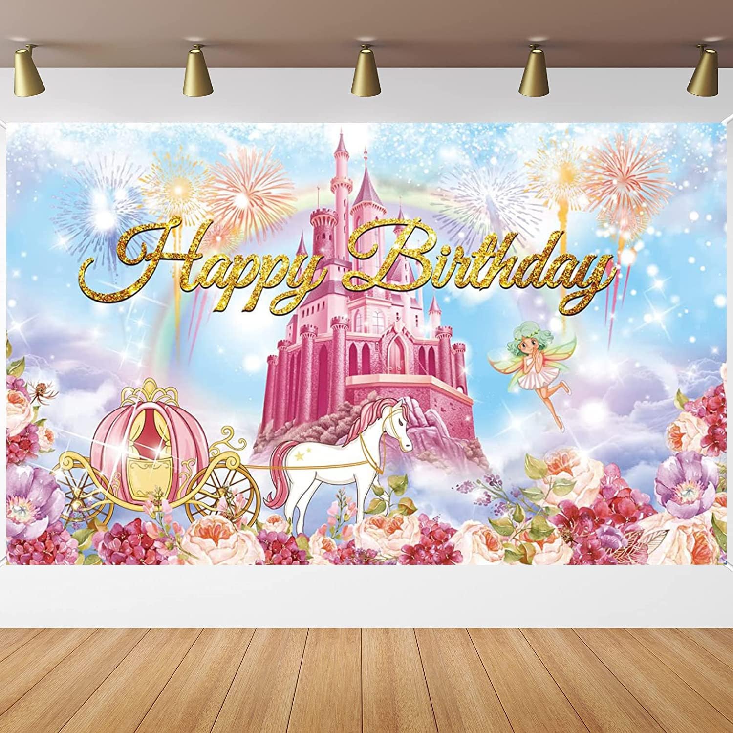Amazon.com : Princess Birthday Party Backdrop Castle Photo Background ...