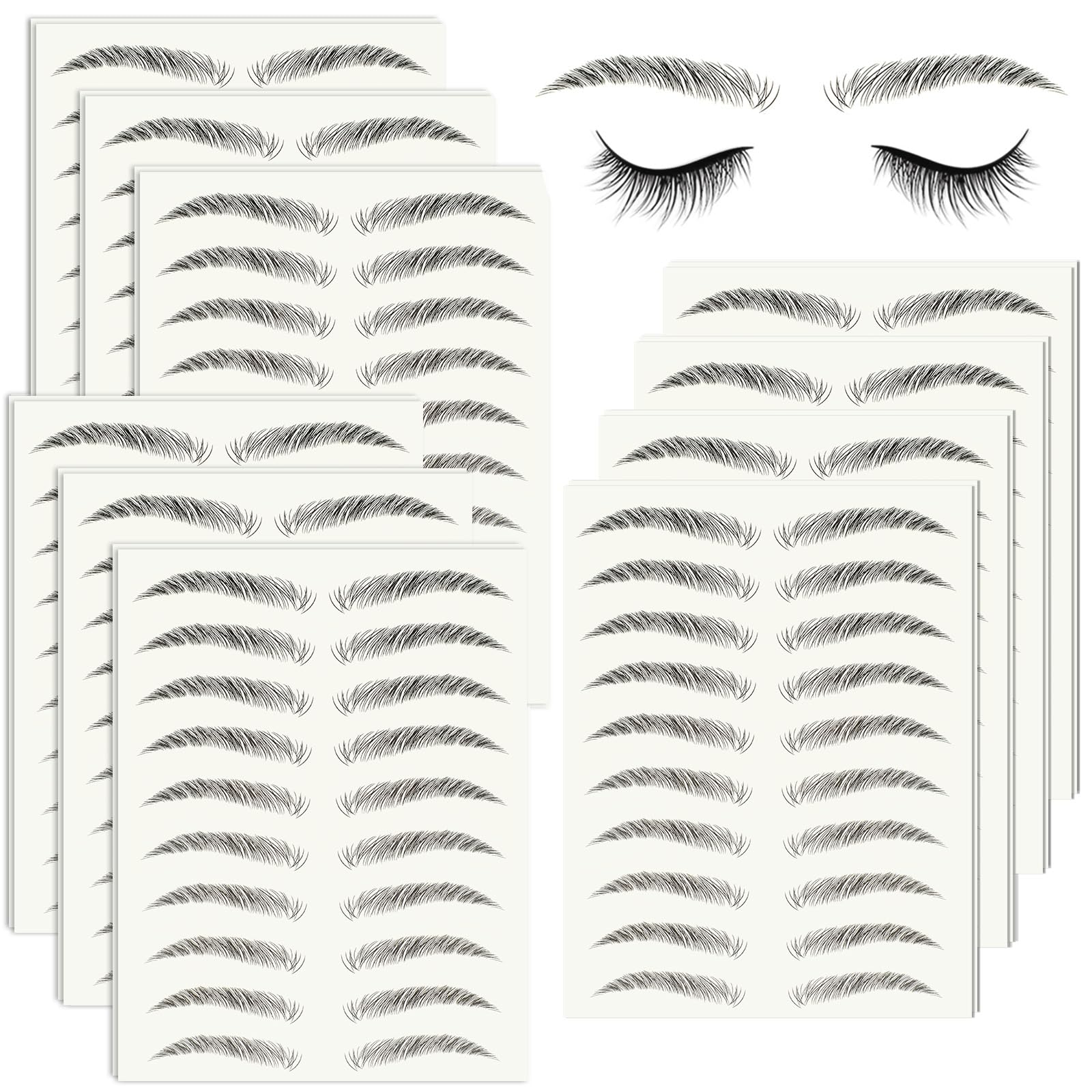 Amazon.com : 20 Sheets 200 Pairs Eyebrow Tattoo Sticker Waterproof 4D ...