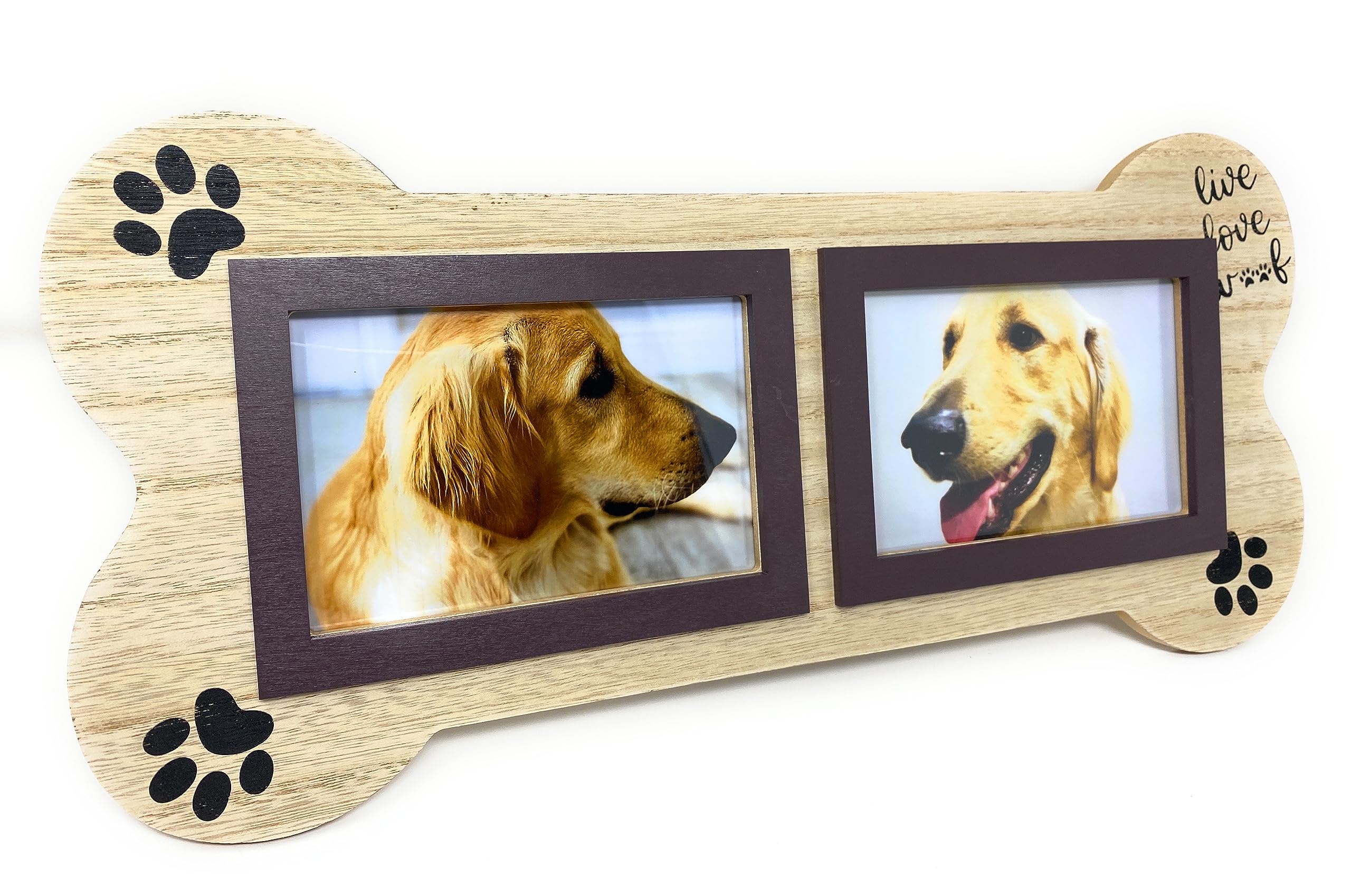 Amazon.com : 3MAZINGS Dog Picture Frame Two 4x6 Light Brown Pet Frame ...