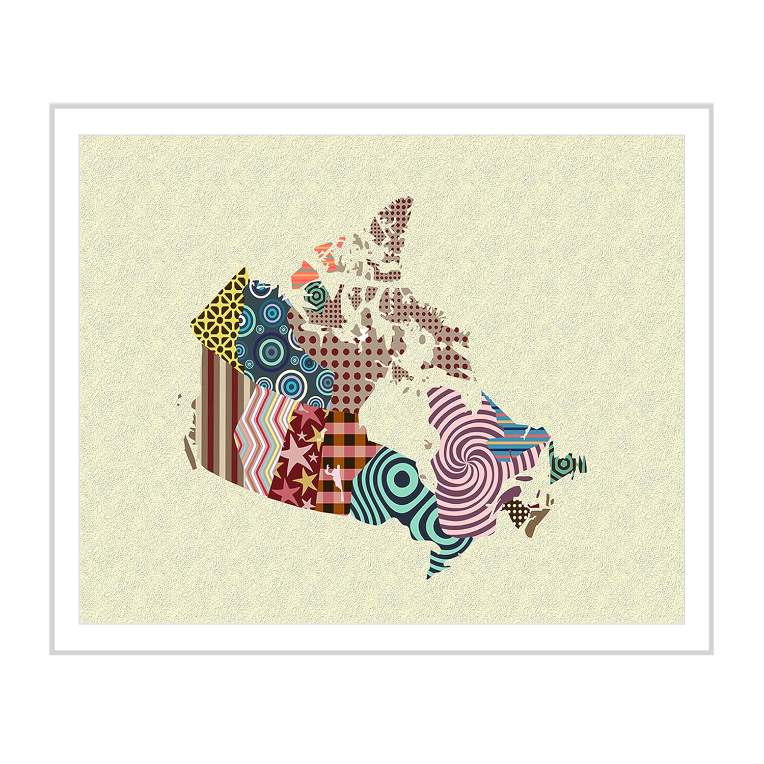 Amazon.com: Canada Map Art Wall Canvas Décor Cubism Geometric Print ...