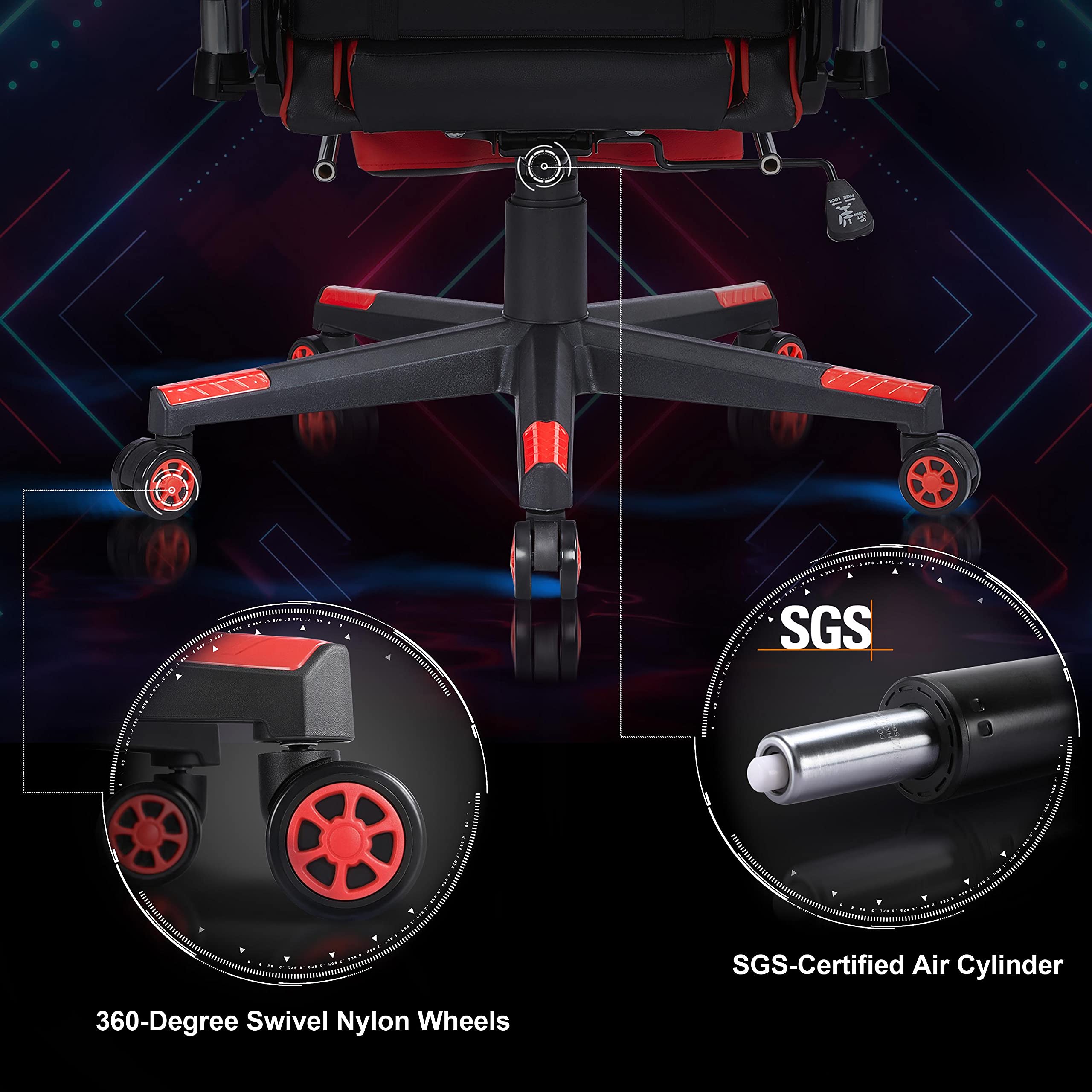 Yaheetech Ergonomic Gaming Chair Swivel Reclining Racing Chair Computer ...