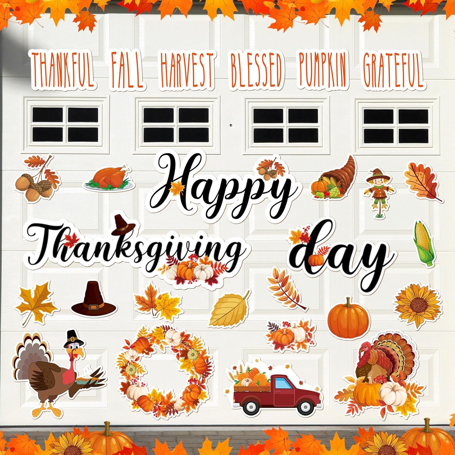 Amazon.com: 27 Pcs Fall Garage Door Decorations Magnets Happy ...