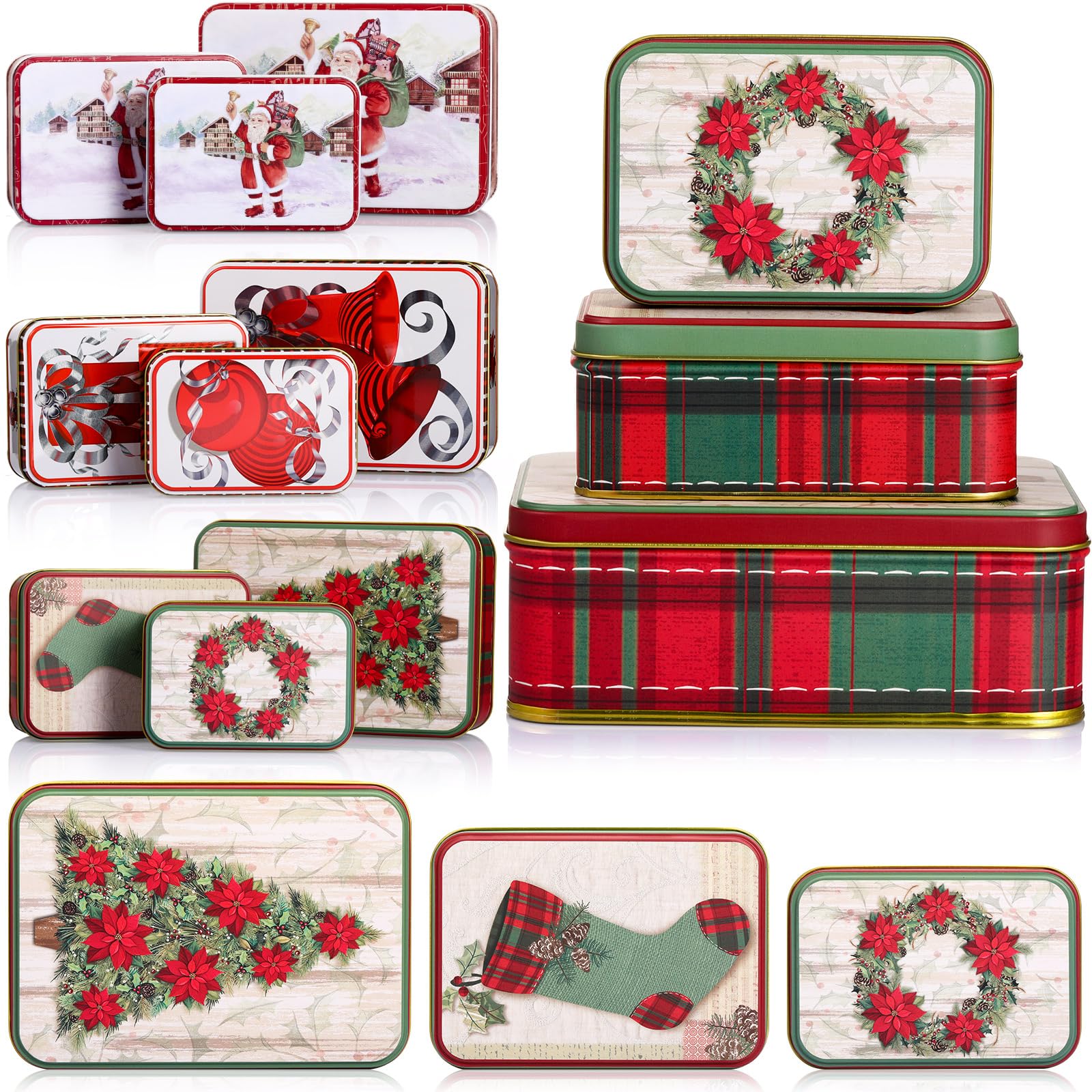 Amazon.com - Suttmin 9 Pcs Christmas Metal Cookie Tins Xmas Square ...