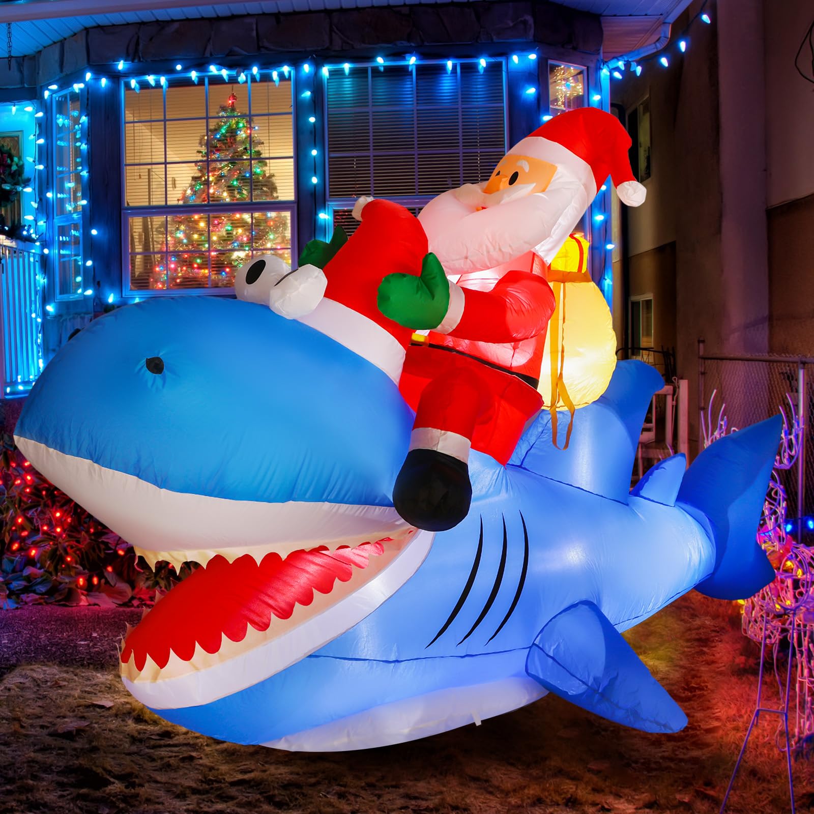 Amazon.com: MiniInflat 6ft Christmas Inflatable Santa Claus with Shark ...