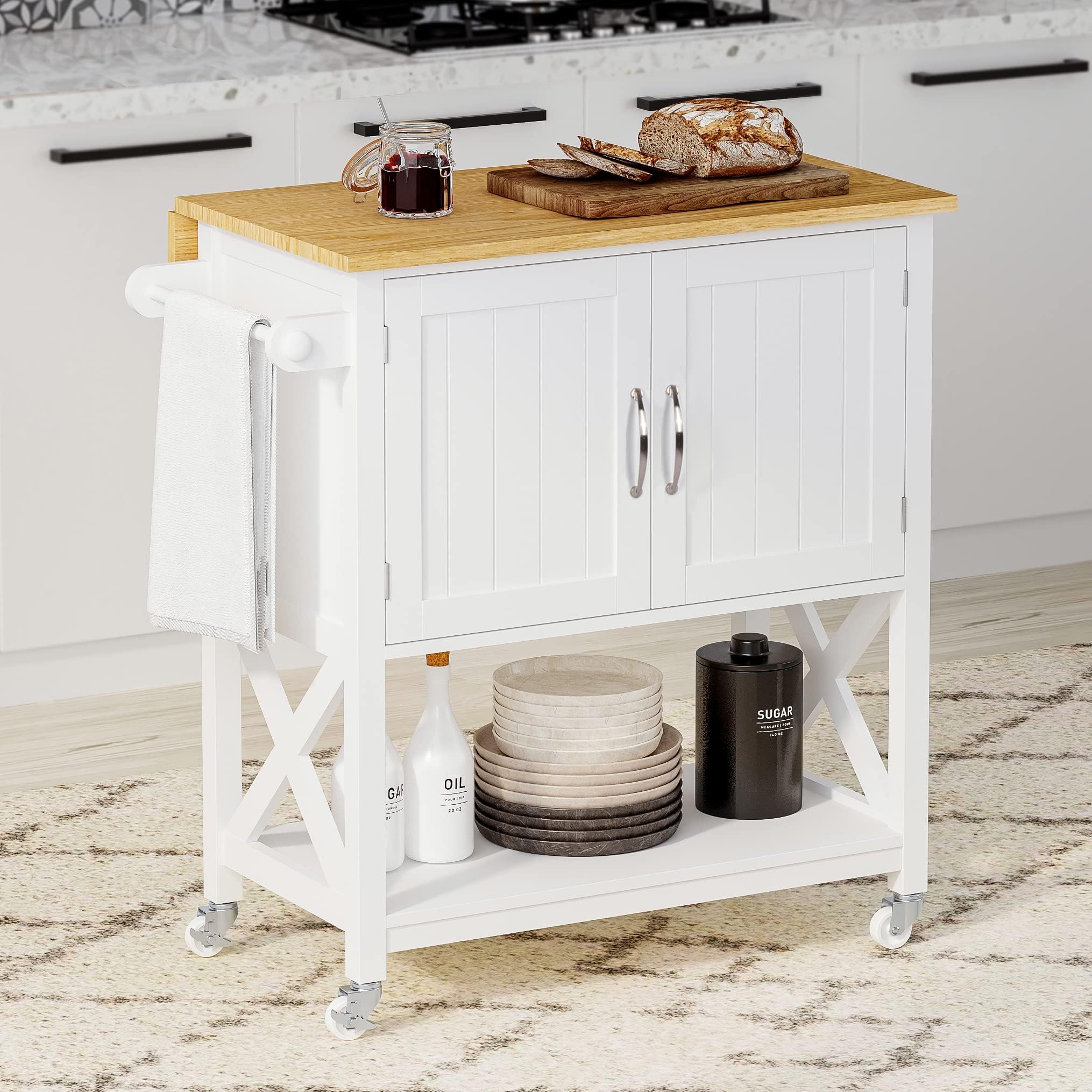 Amazon.com: Spirich Kitchen Island on Wheels, Rolling Kitchen Cart with ...