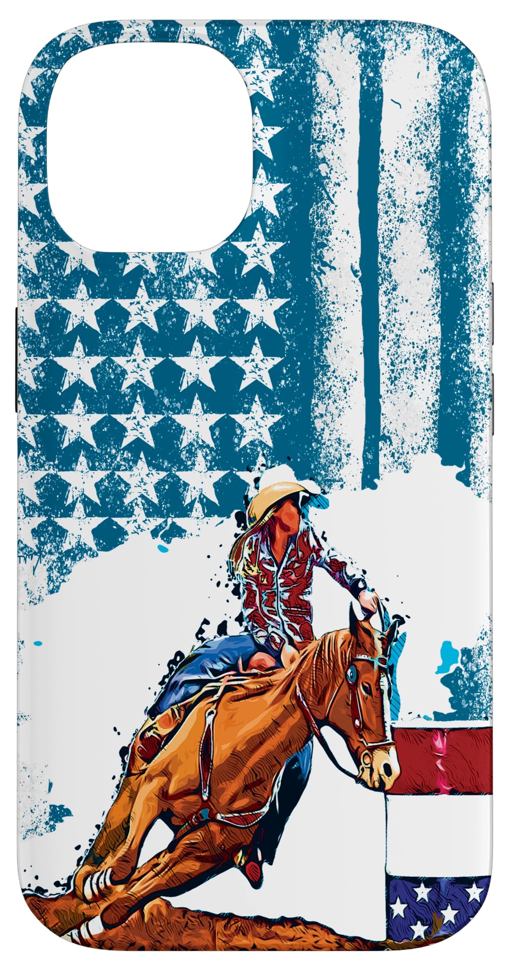 Amazon.com: iPhone 14 Rodeo Barrel Racing Cowgirl USA Flag Case : Cell ...