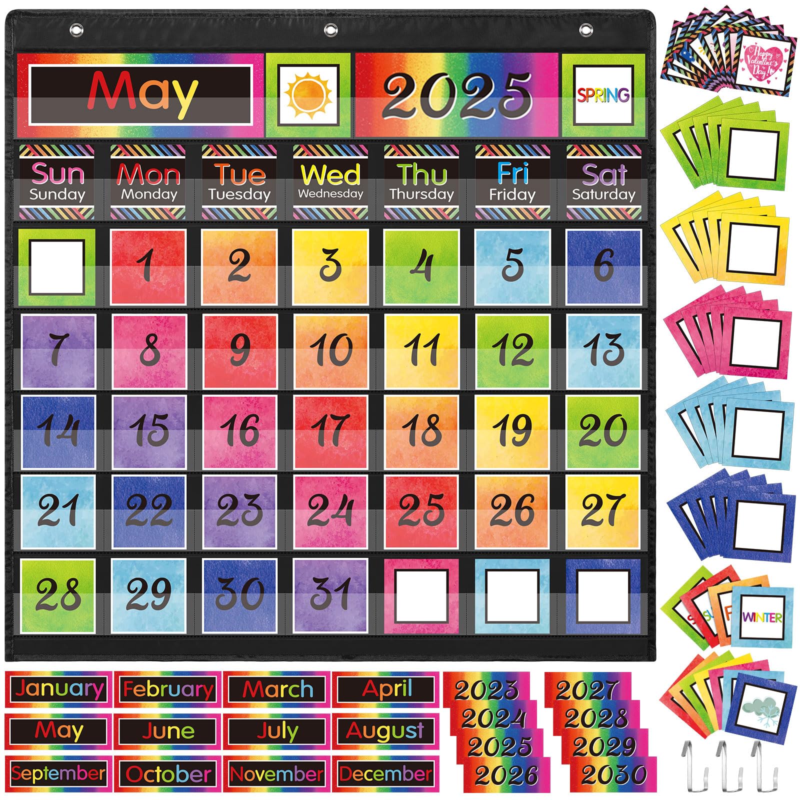 Brights 4ever Classroom Decor 119-Piece Classroom Calendar Pocket Chart ...