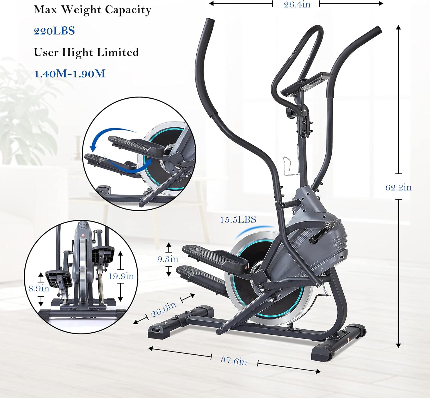 Elíptico Cross Trainer 2 en 1 máquina de ejercicios de escalonamiento ...