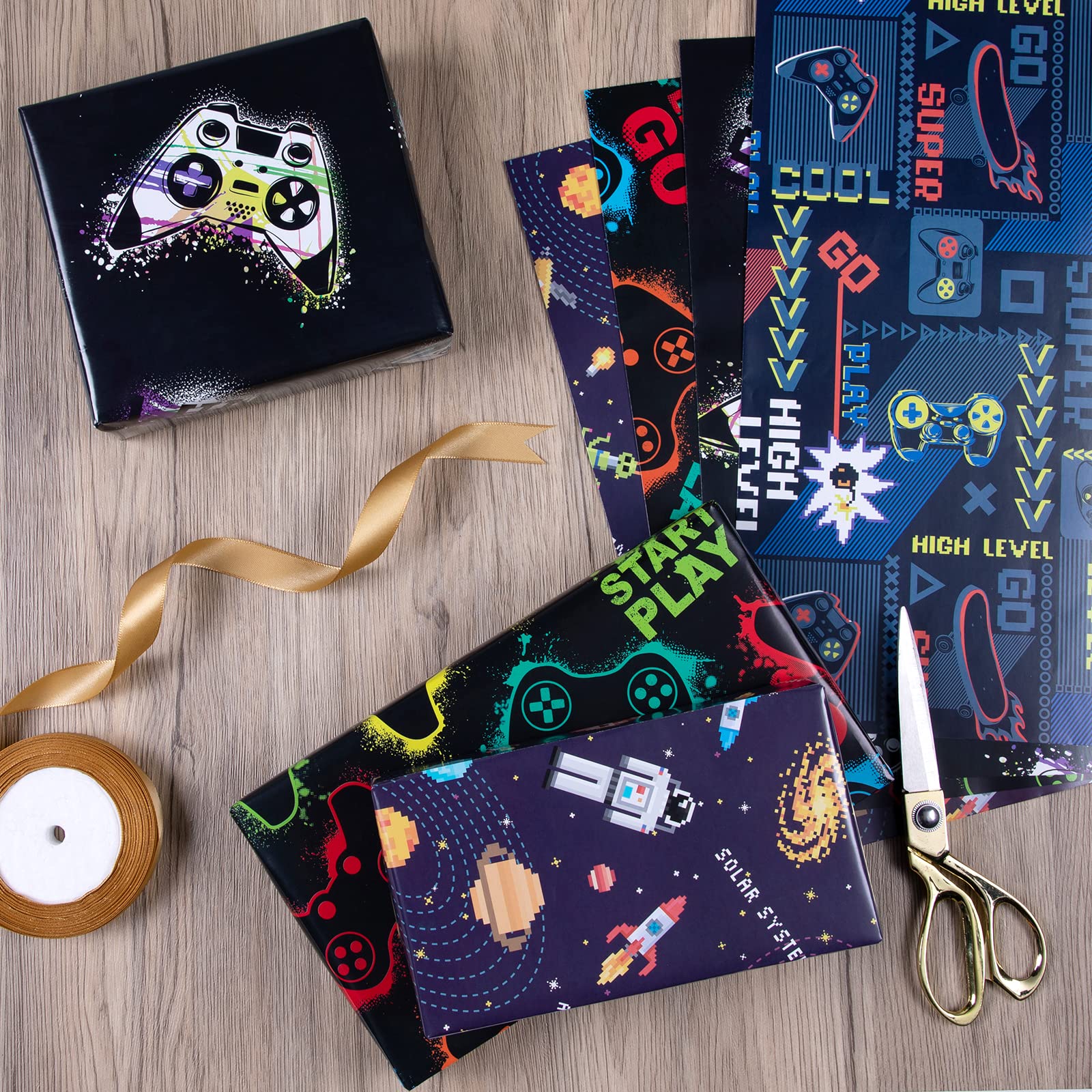 Snapklik.com : Gaming Wrapping Paper Folded For Boys, Girls, Kids ...