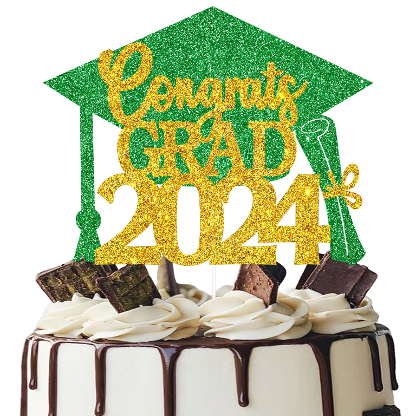 Snapklik.com : 2024 Green Green Graduation Cake Topper