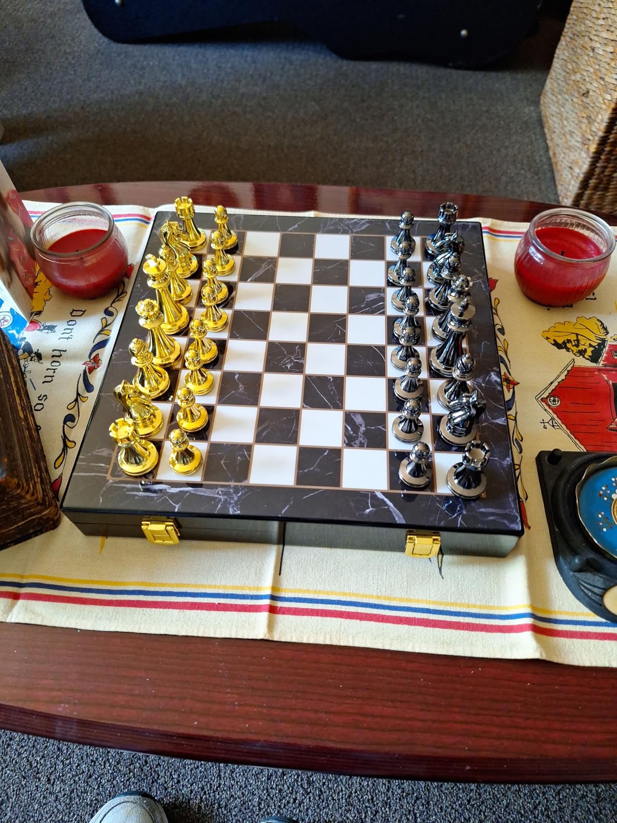 Amazon.com: Metal Chess Set for Adults and Kids – Marbling Chess Board ...