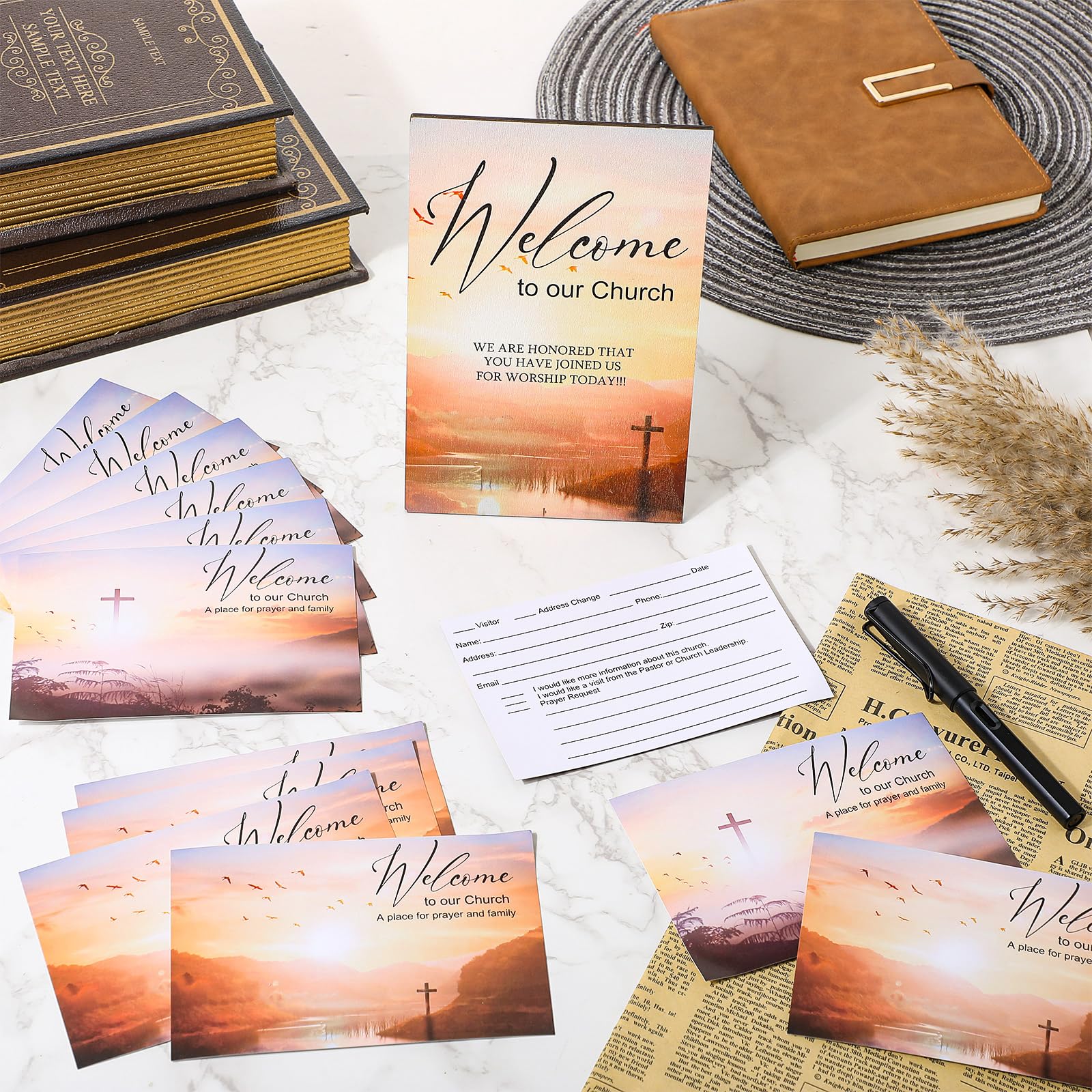 Snapklik.com : Kosiz 101 Pcs Visitor Cards For Church 1 Welcome To Our Church Wooden Sign 100 ...