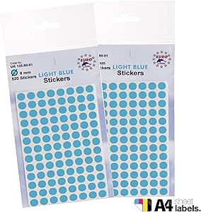 Amazon.com: 8mm Light Blue Dot Labels - 1040 Stickers