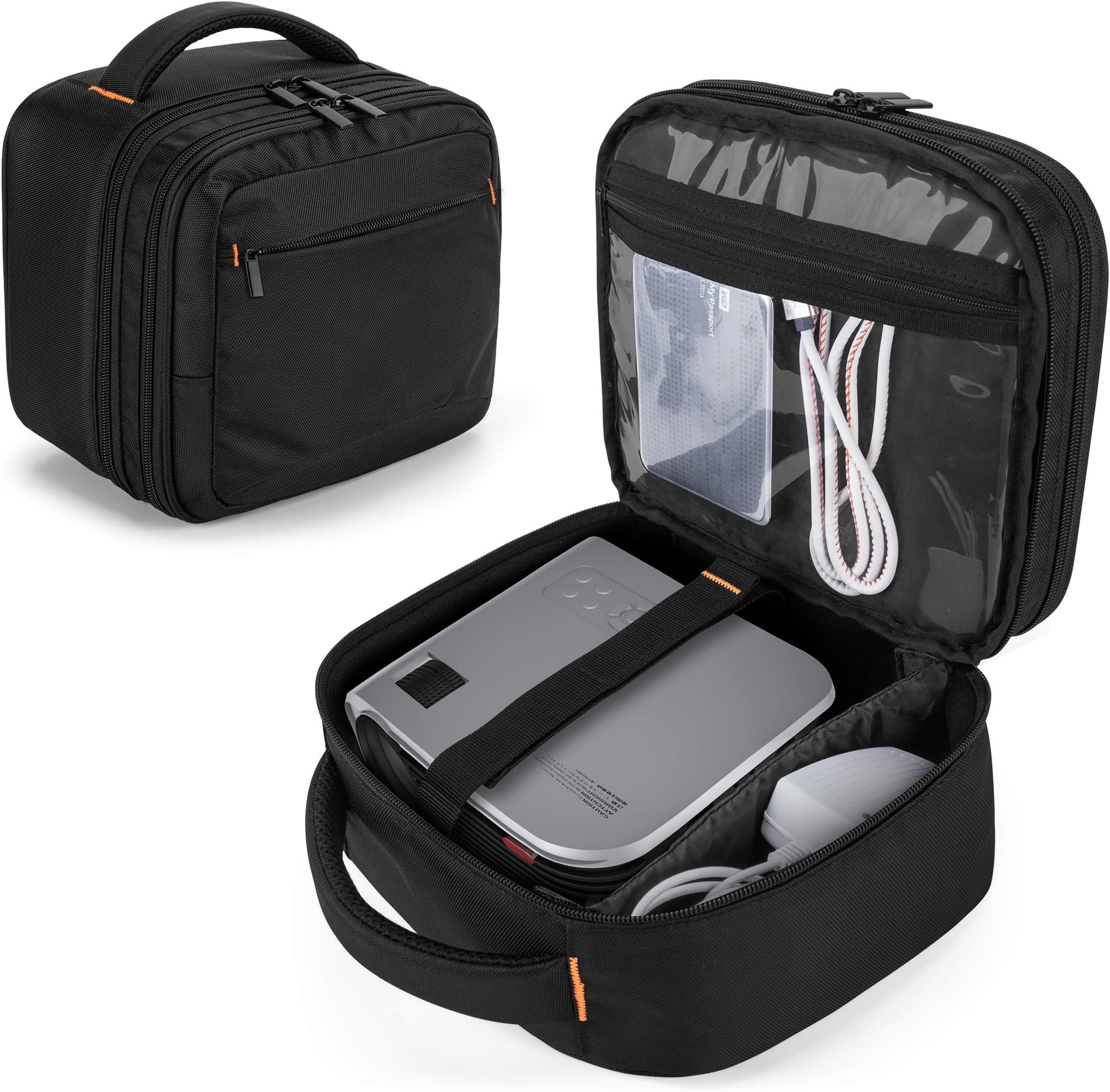 CURMIO Double Layers Projector Case with Detachable Divider, Mini ...