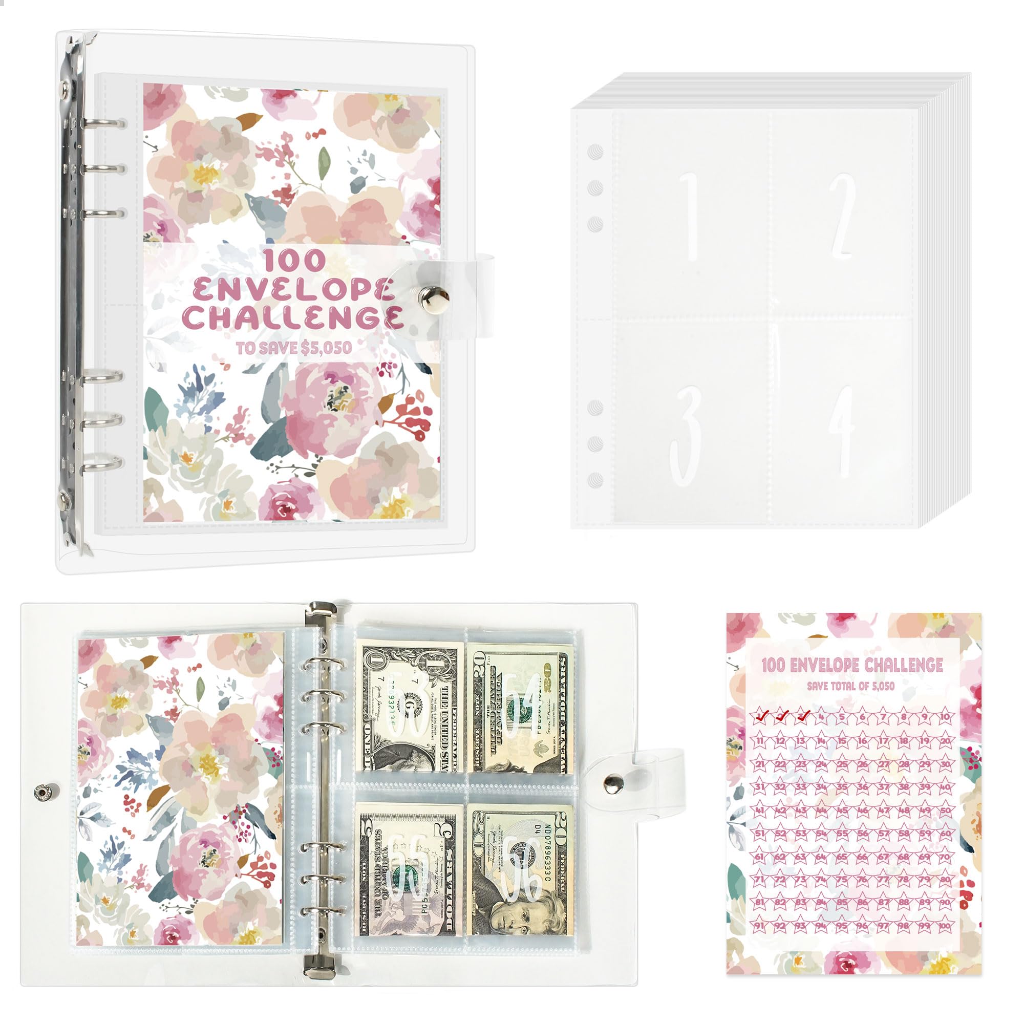 Snapklik.com : Hiwhy 100 Envelope Savings Challenge Binder, Budget ...