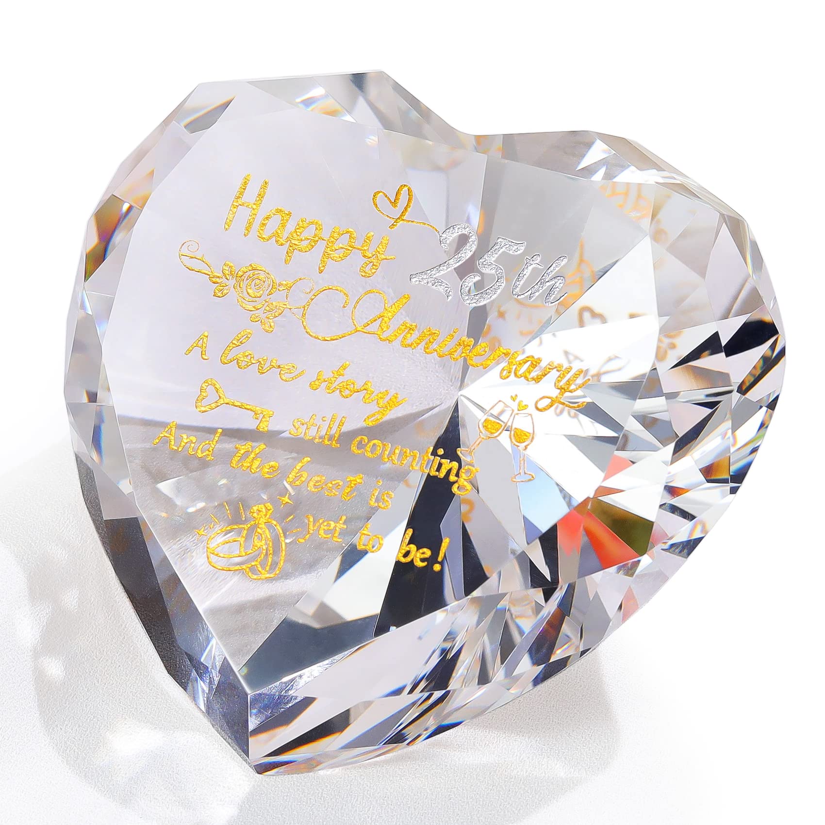 25th Silver Wedding Anniversary Romantic Gifts for Couple, Heart ...