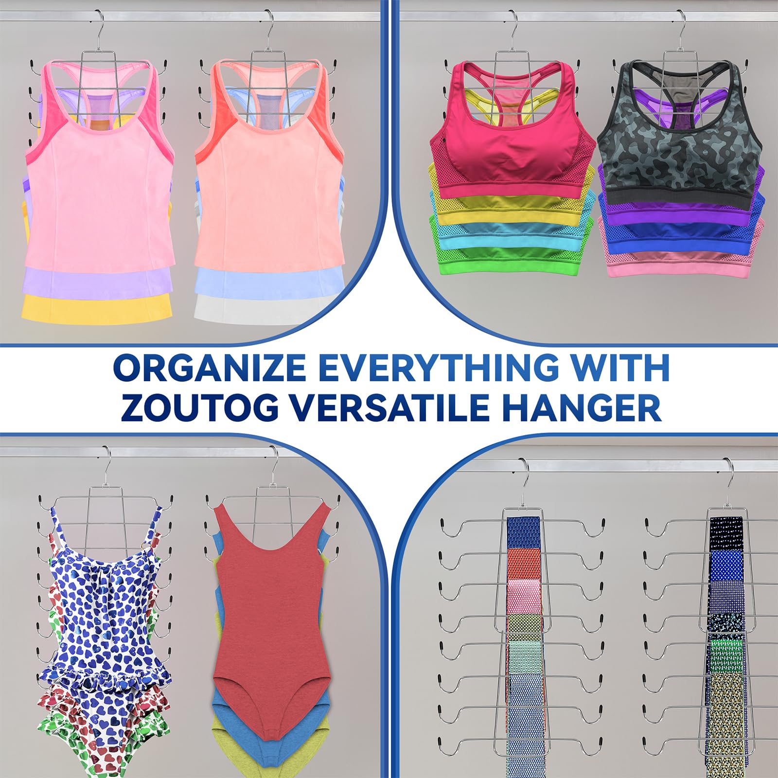 6 Pack Tank Top Hangers Space Saving, ZOUTOG 8 Tier Bra Hanger Closet ...