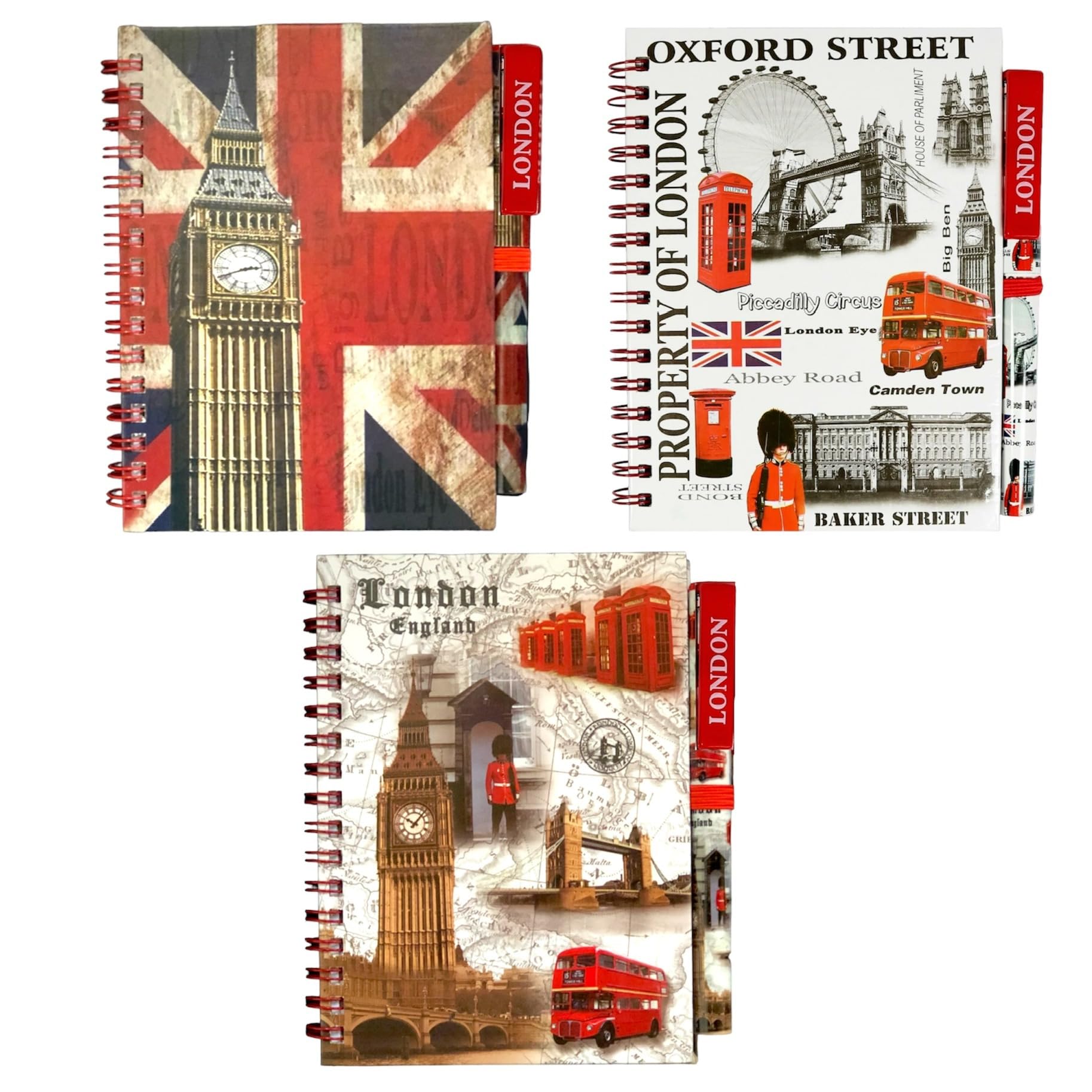 Stationary 3 x London Souvenirs Notebook Pen - Notepad Pen - Union Jack ...