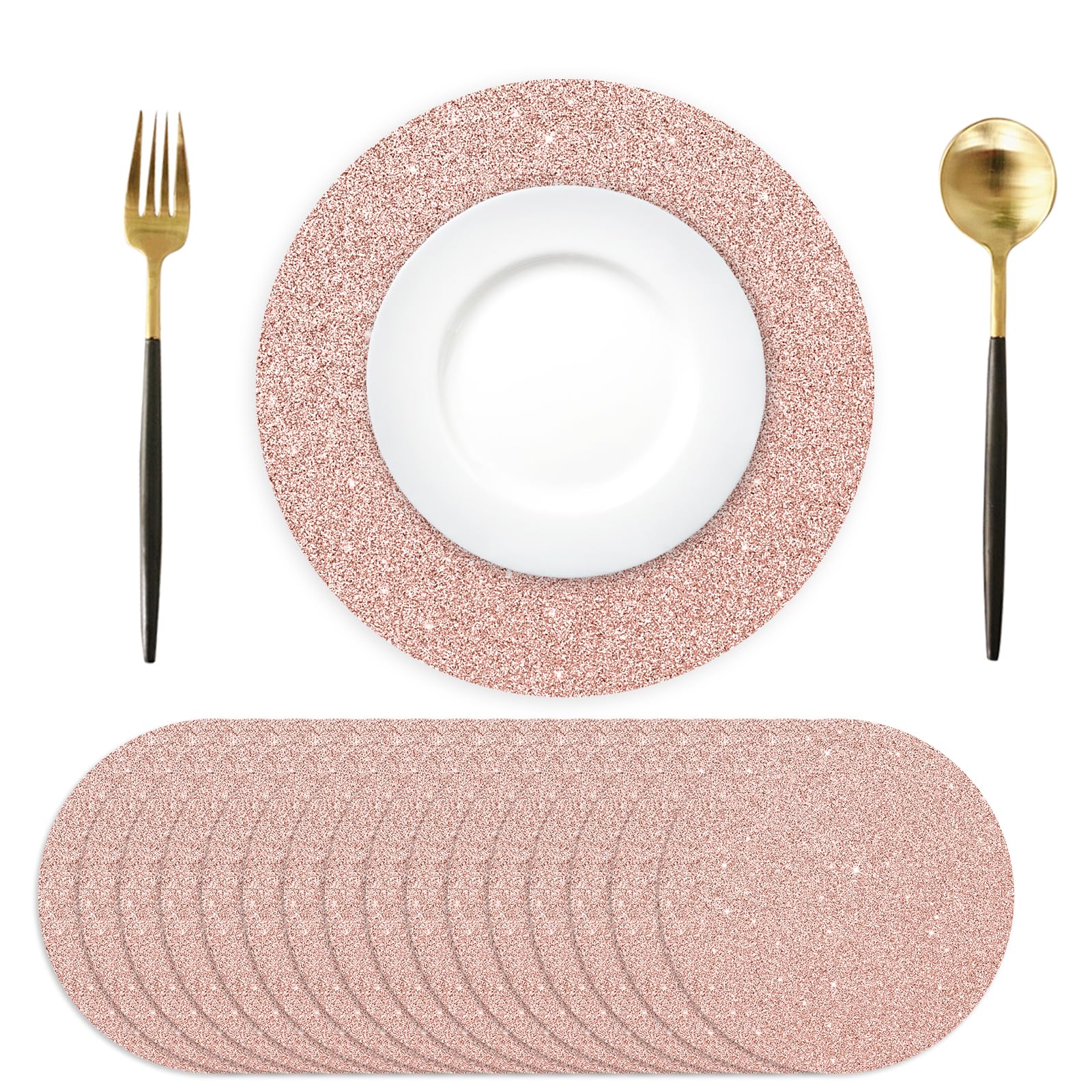 Amazon.com: 50PCS Rose Gold Paper Placemats Disposable 13.4 Inch Round ...