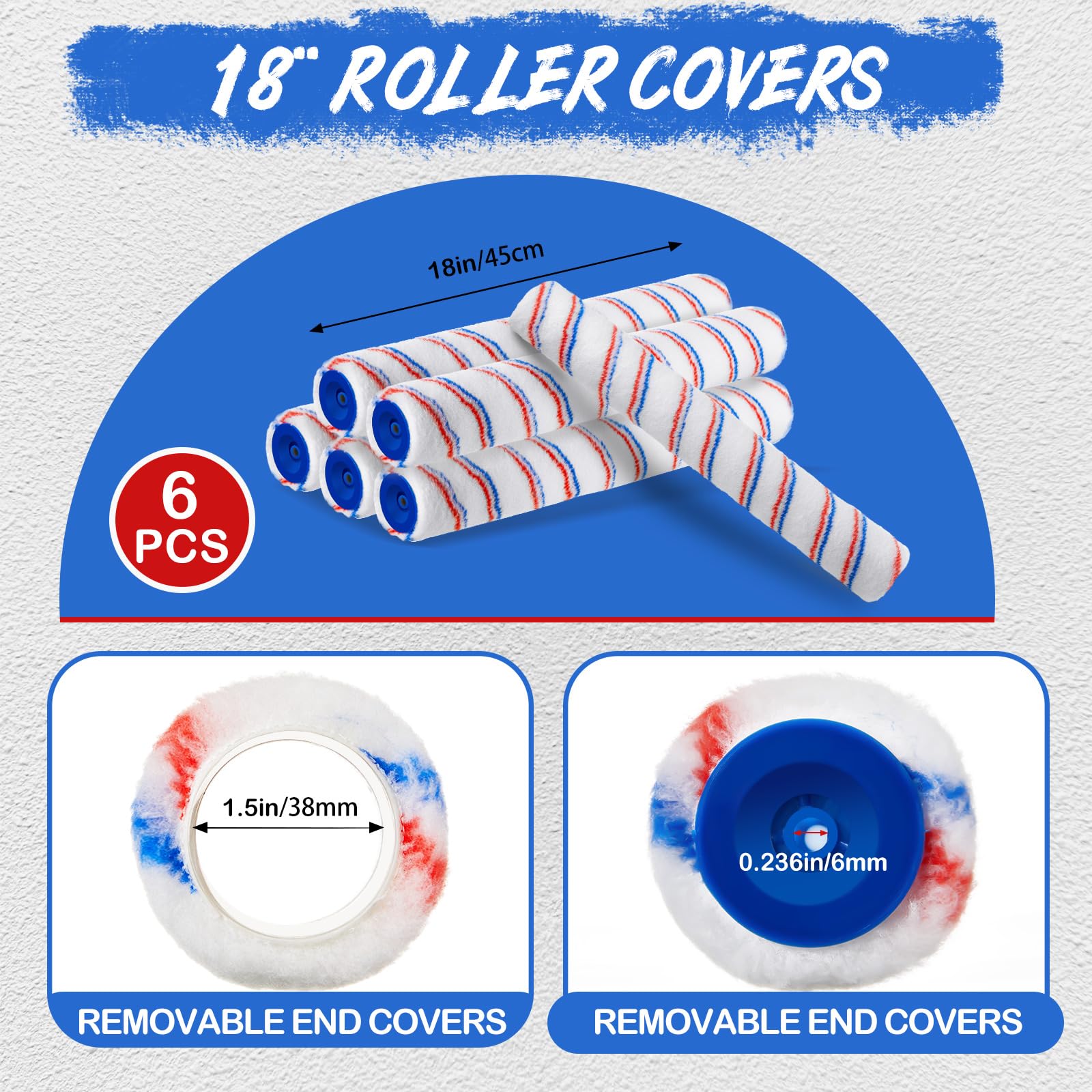 Zhanmai 12 Pcs Large Paint Roller Kit 12-18" Adjustable Roller Frame 1 ...