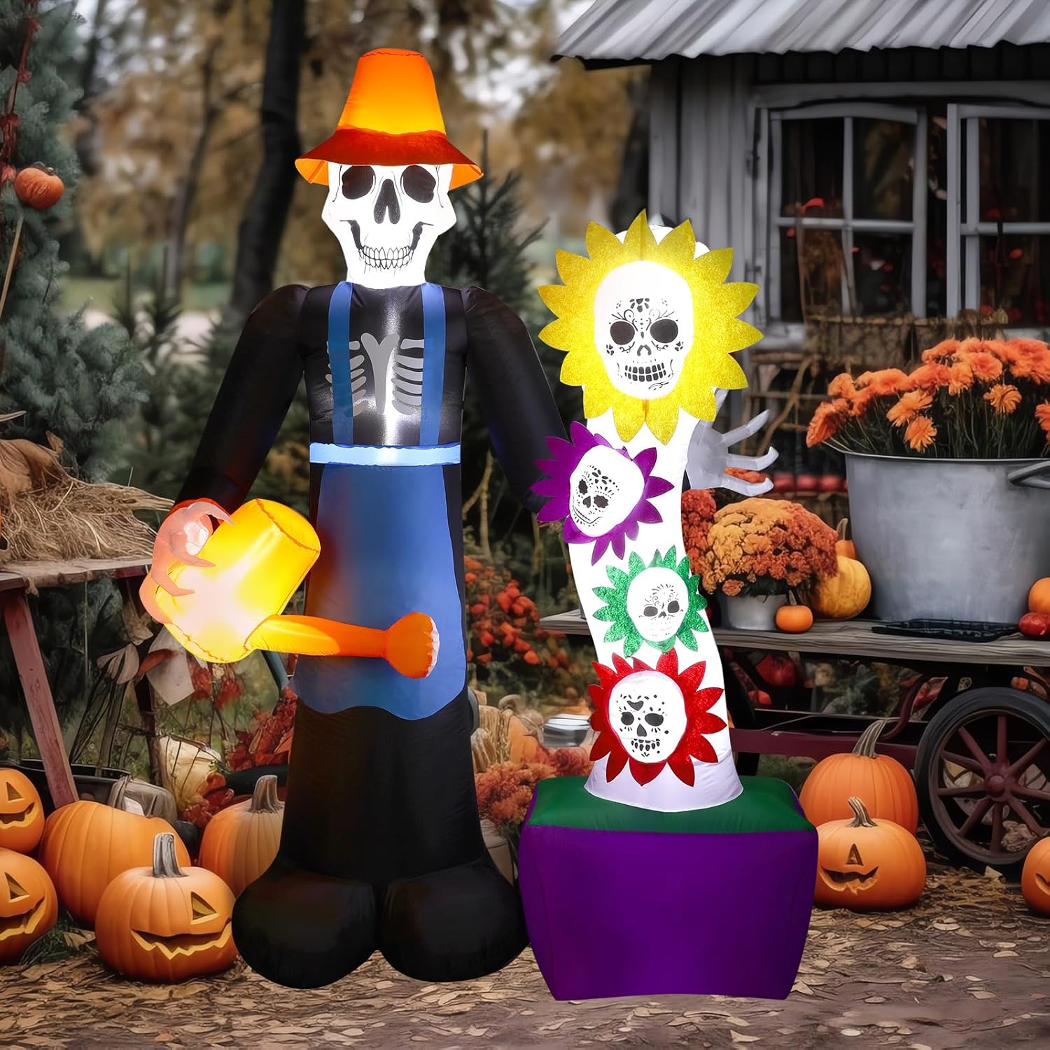 Amazon.com: Jenaai Halloween Inflatables Extra Large 6.9 Feet Skeleton ...