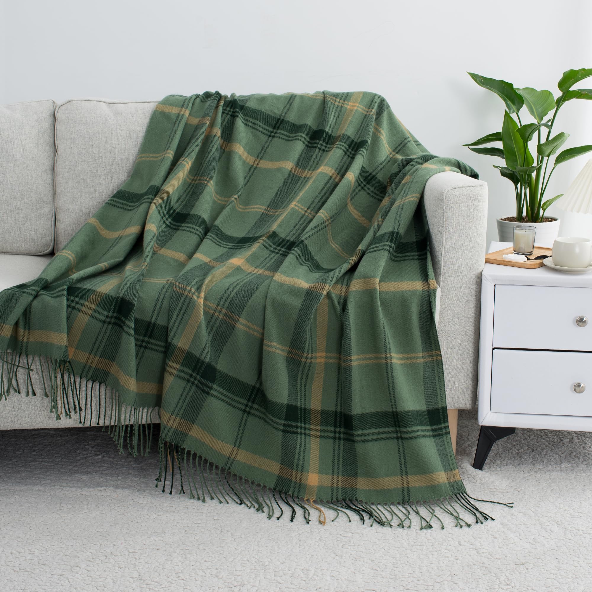 Amazon.com: GINAMUSE Green Plaid Throw Blanket for Couch,60"X80" Super ...
