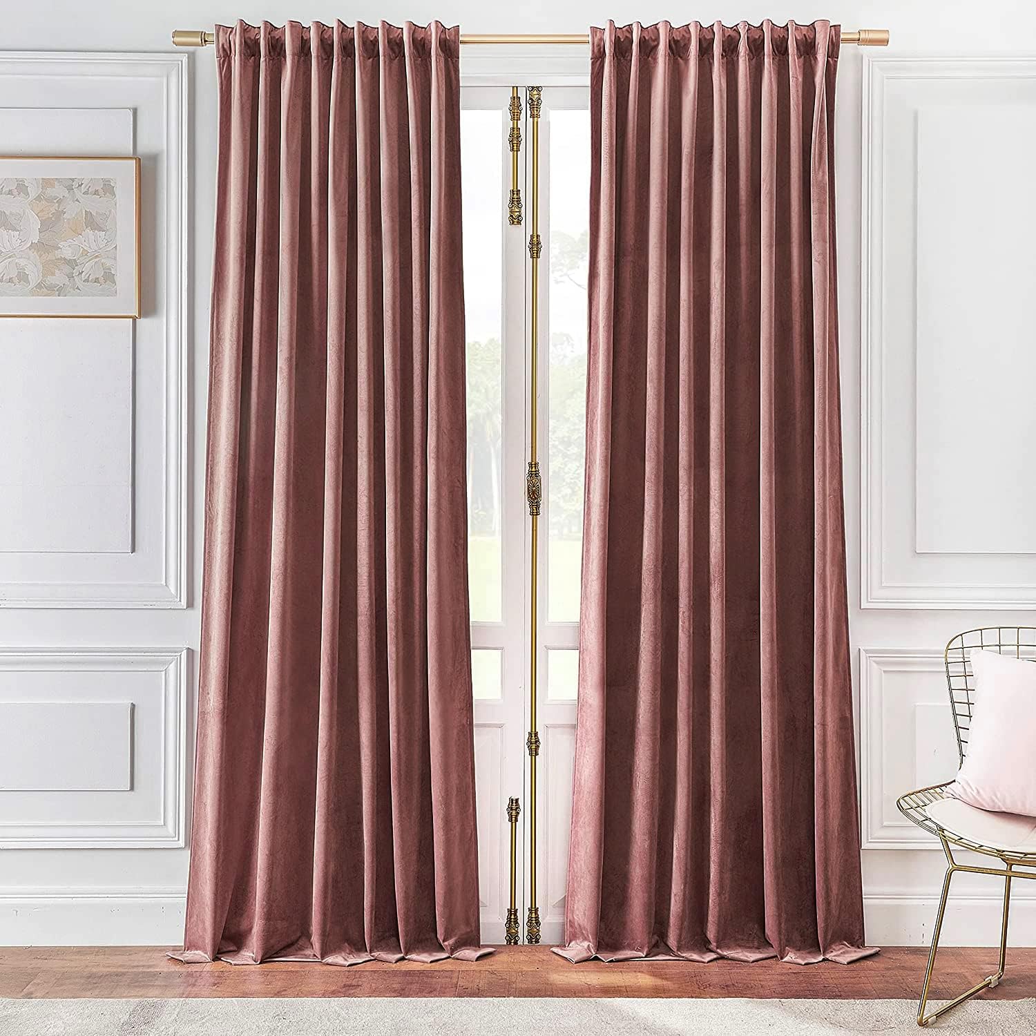 Amazon.com: Timeper Mauve Velvet Curtains - Wild Rose Pink Light ...