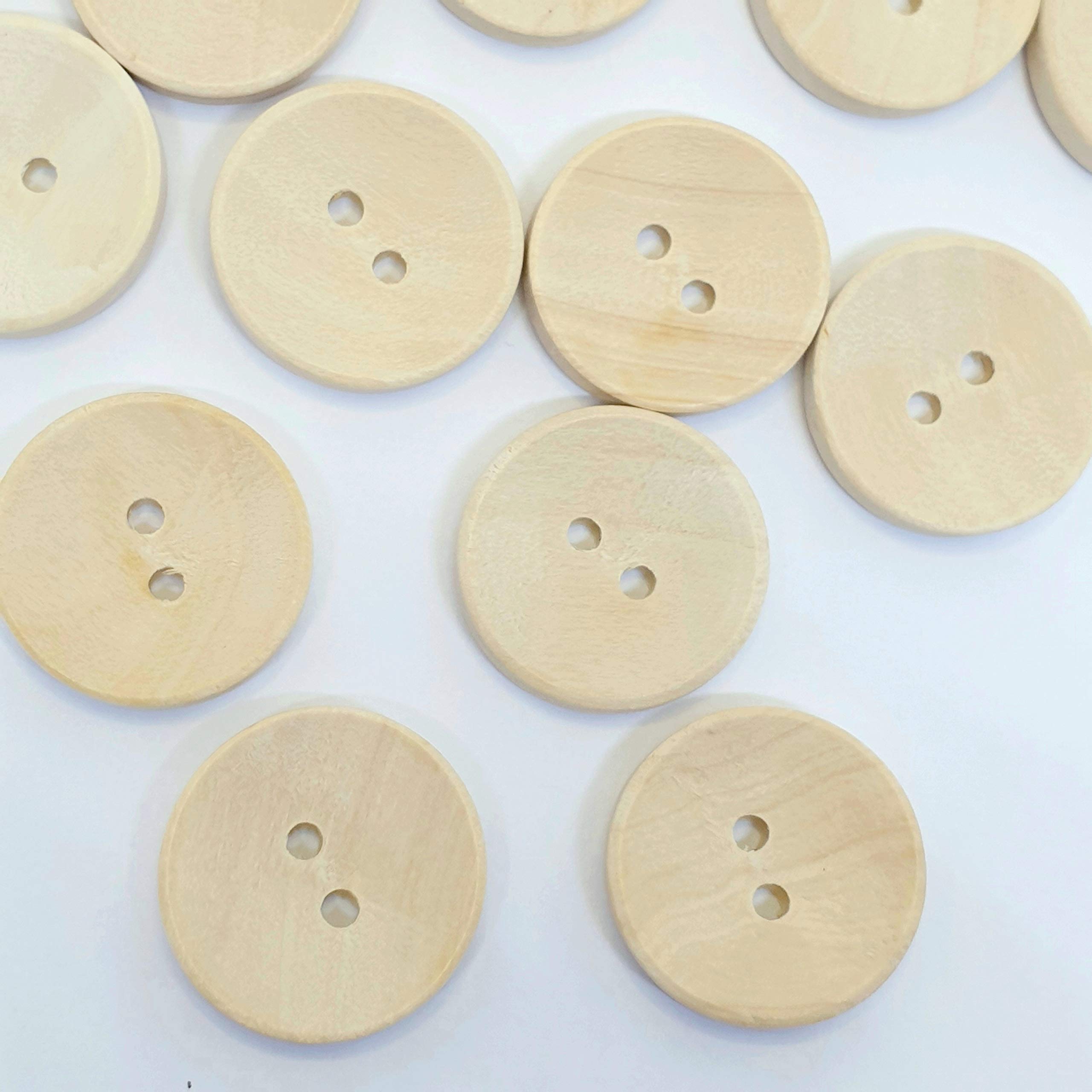 MajorCrafts® 48pcs 15mm Light Brown Natural Plain 2 Holes Round Wood ...
