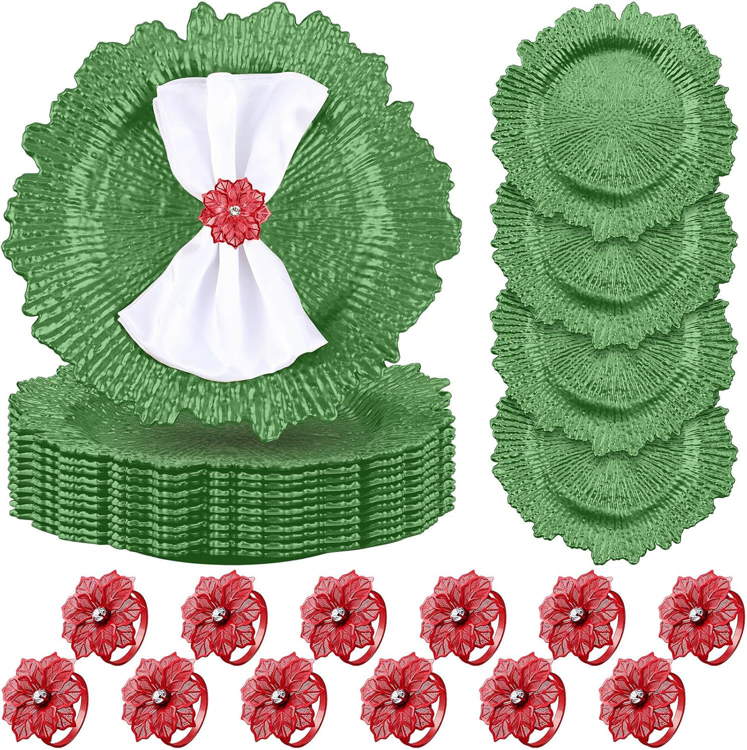 Amazon.com | Dandat 12 Set Charger Plate with Napkin Ring 13'' Round ...
