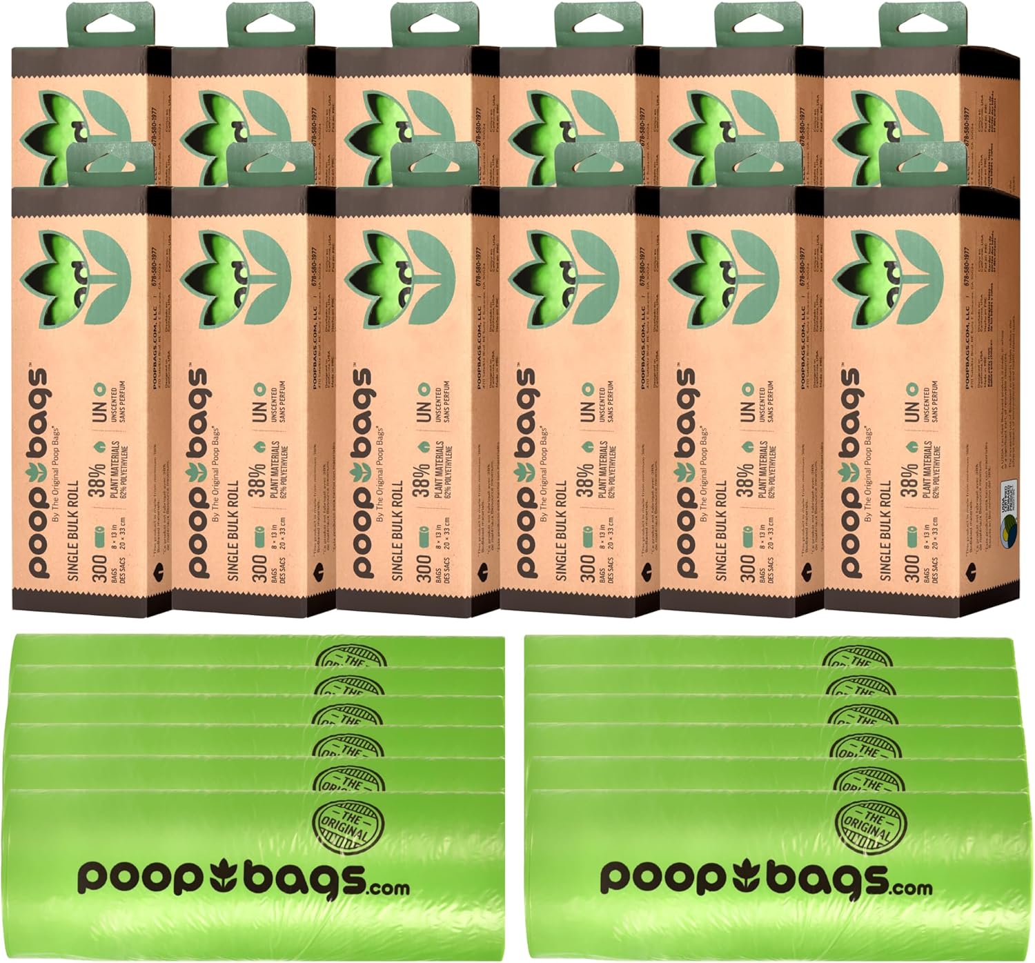 The Original Poop Bags USDA Certified 38% Plant Based Doggy Poop Bags ...