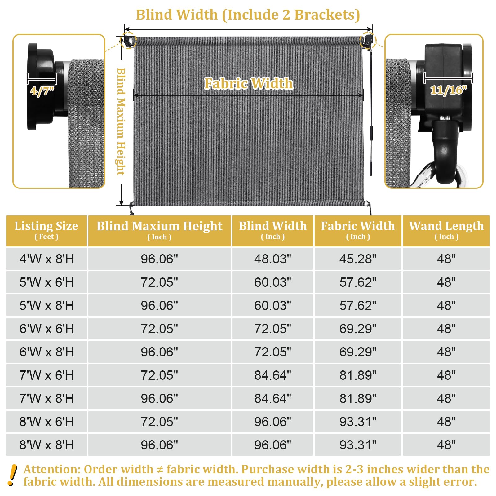Snapklik.com : Outdoor Roller Shades 8 W X 6 H, Patio Roll Up Blinds ...