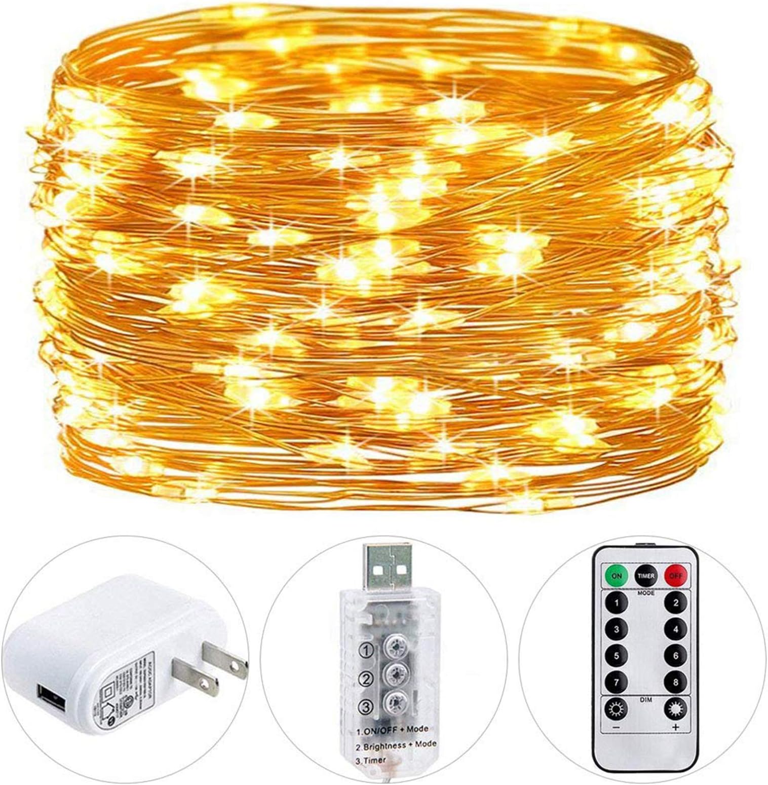 HSicily Fairy Lights Plug in, 33ft 100 LED Fairy Lights for Bedroom ...