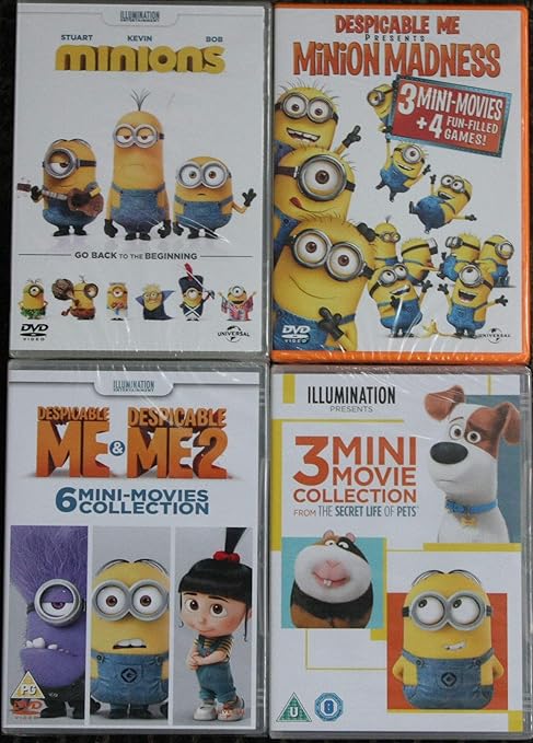 MINIONS & DESPICABLE ME COLLECTION 4 DVDS: minions / despicable me 1 ...