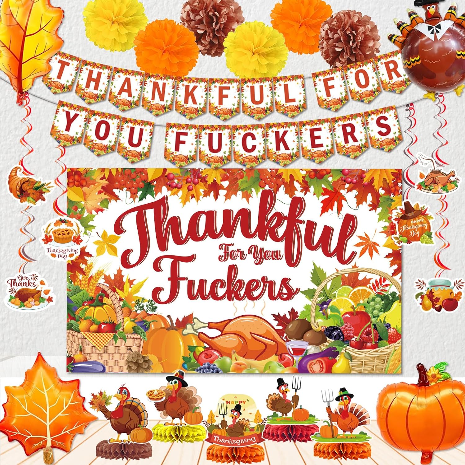 Amazon.com: Friendsgiving & Thanksgiving Party Decorations - Thankful ...
